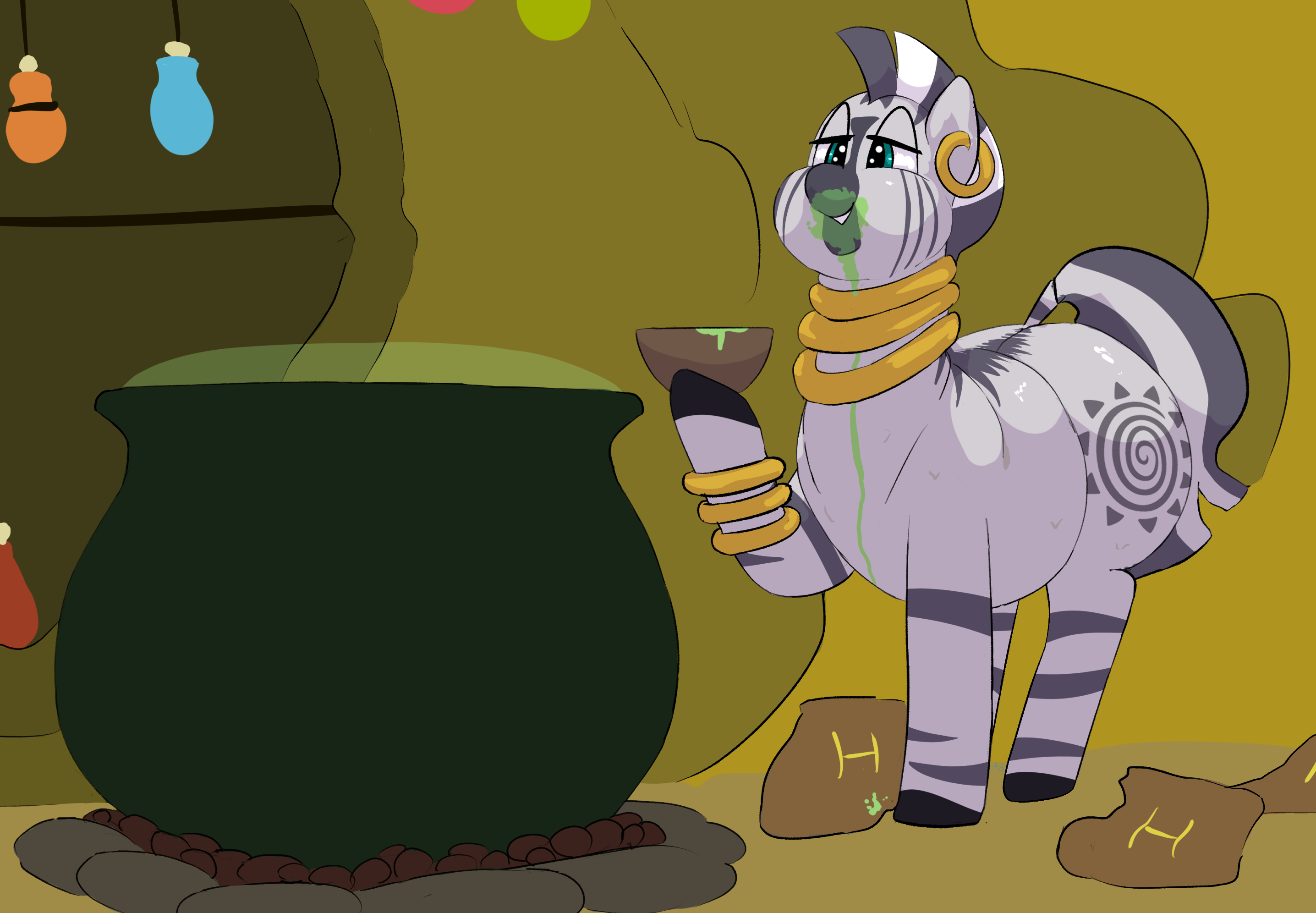 #2805289 - suggestive, artist:lupin quill, zecora, zebra, series:zecora ...