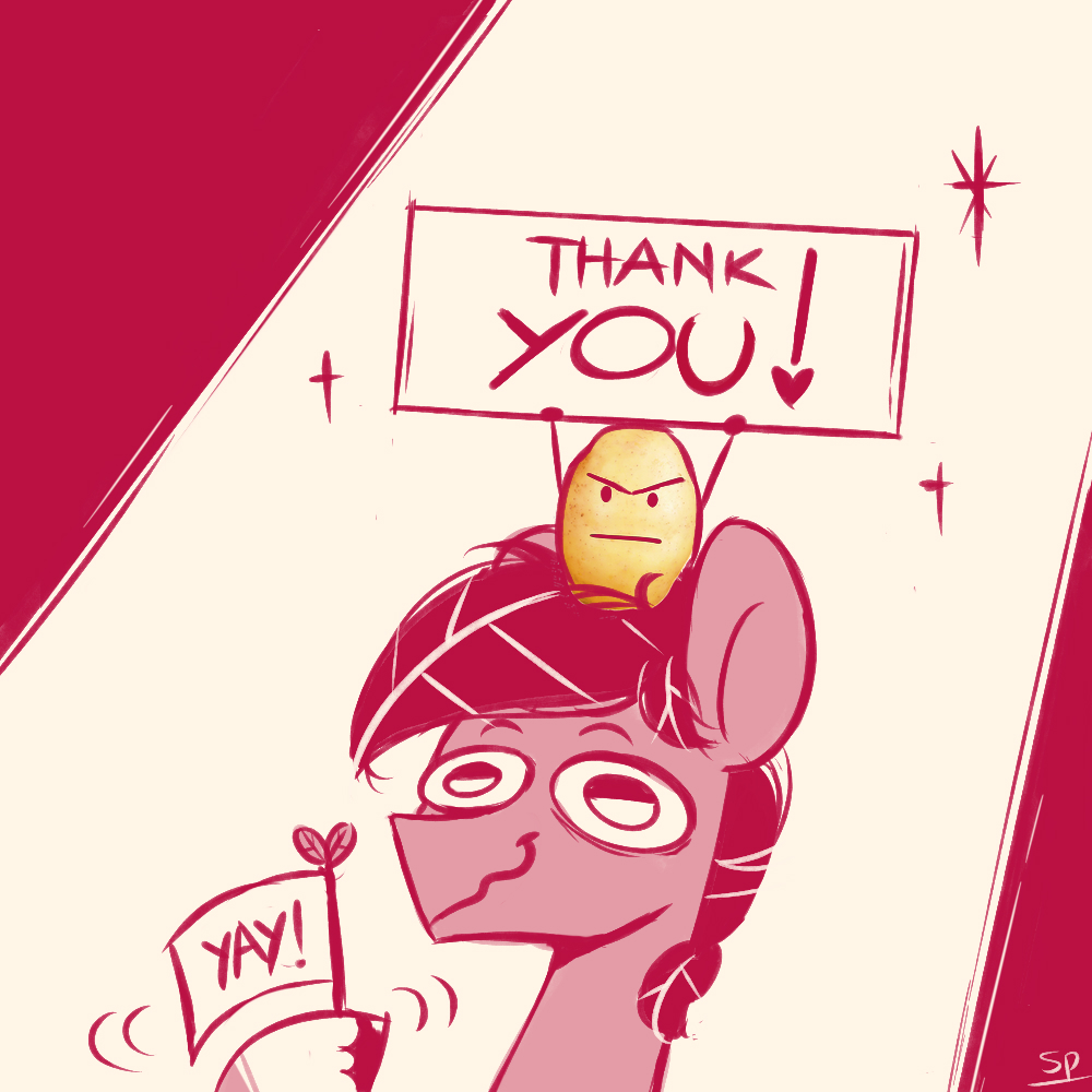 #2809280 - safe, artist:scribble-potato, oc, pony, food, potato, sign ...