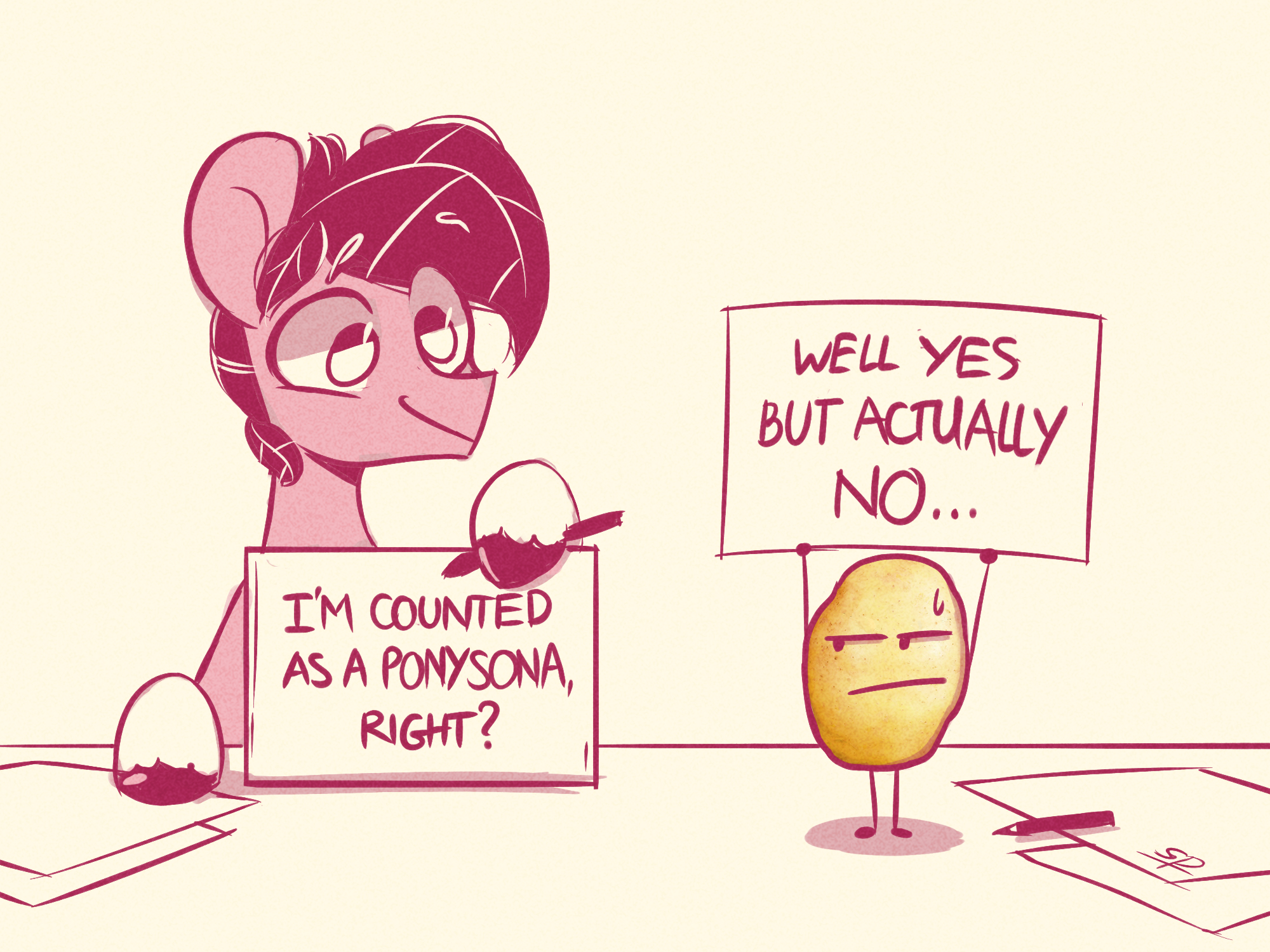 #2809281 - safe, artist:scribble-potato, oc, pony, food, pencil, potato ...