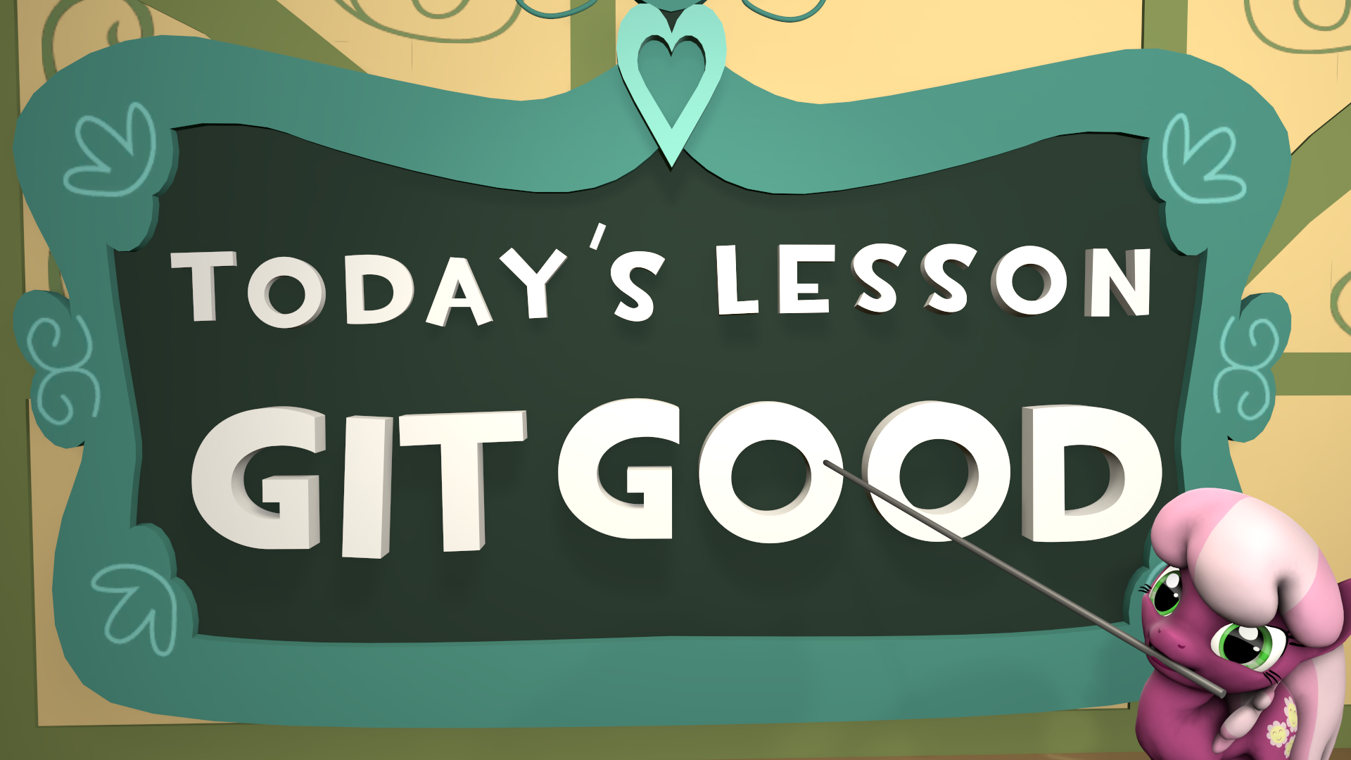 #2809945 - safe, cheerilee, /mlp/ tf2 general, 3d, chalkboard, git gud ...