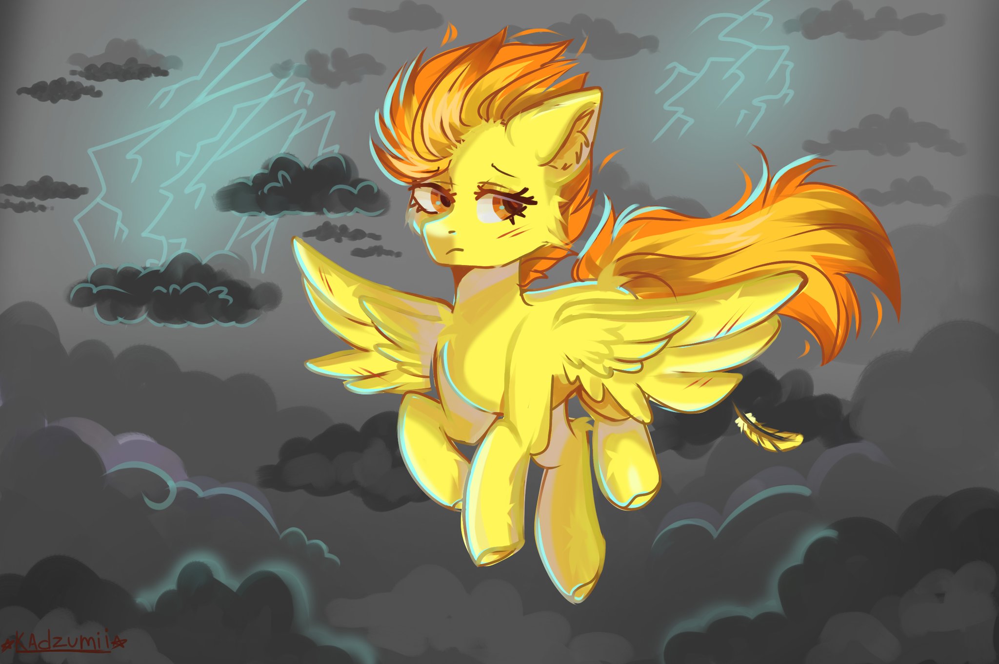 #2810519 - safe, artist:arllistar, spitfire, pegasus, pony, g4, cloud ...