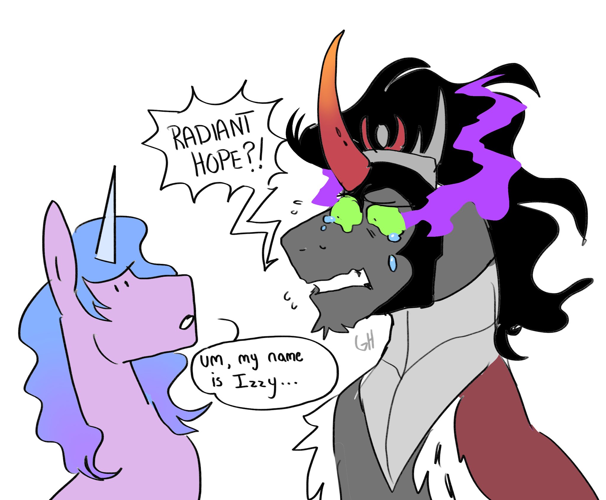 #2856244 - safe, artist:ghoulhowls, izzy moonbow, king sombra, pony ...