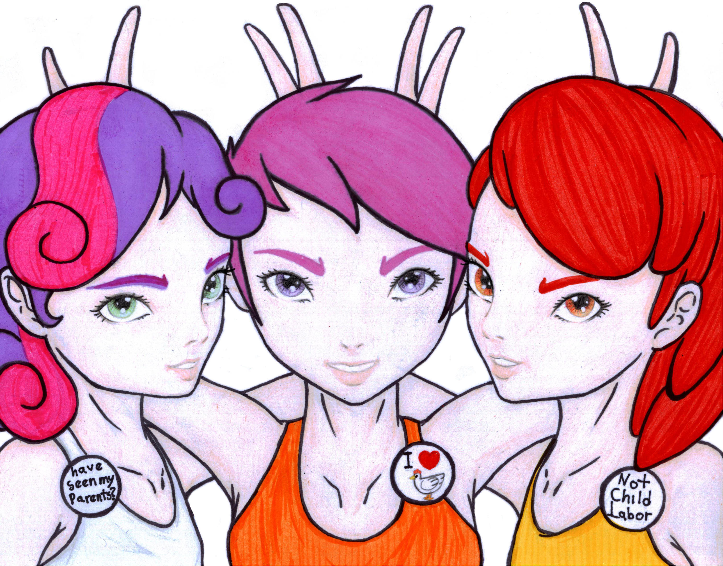 #2863677 - safe, artist:dantethehuman, apple bloom, scootaloo, sweetie ...