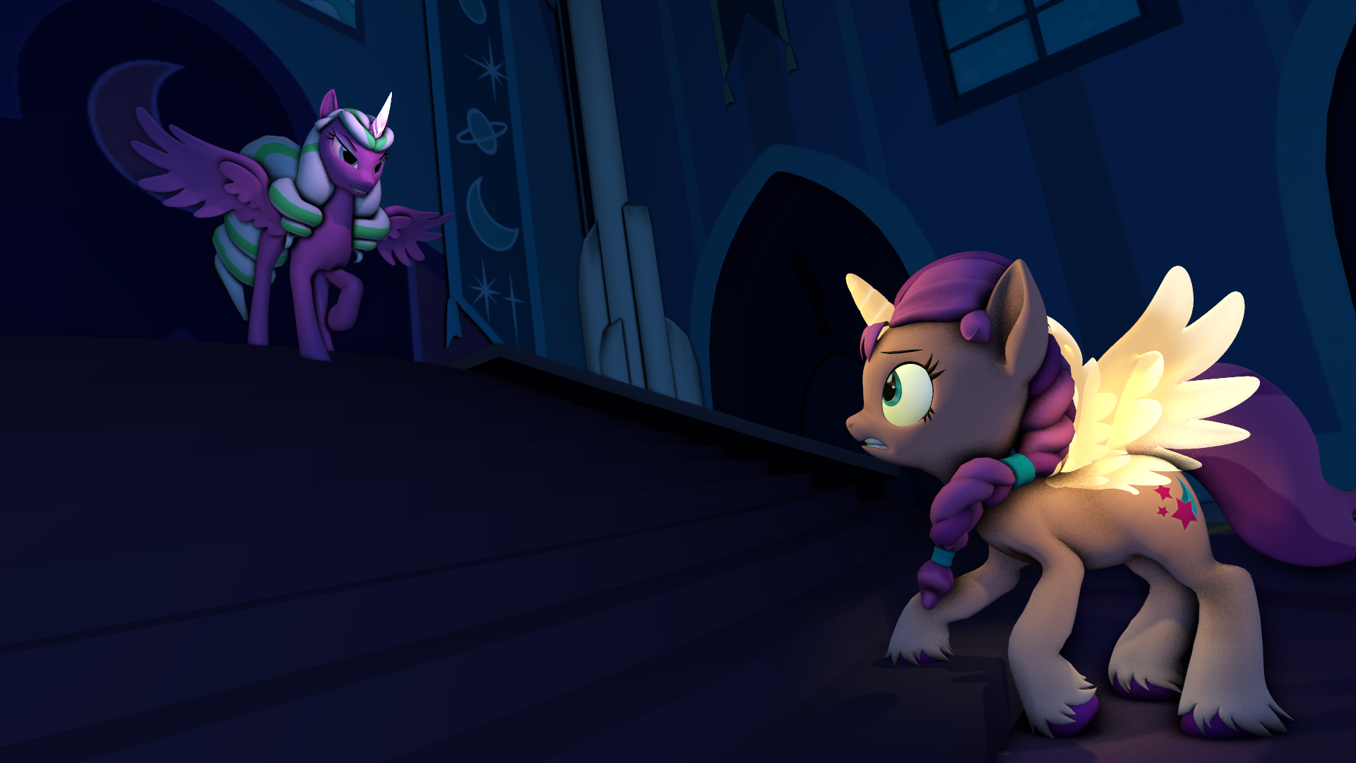 #2877726 - safe, artist:skyarrow, opaline, sunny starscout, alicorn ...