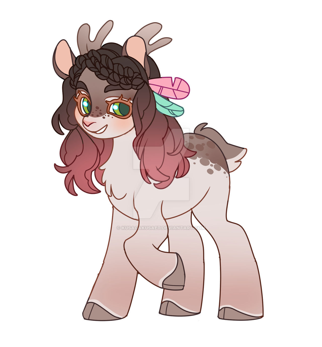#2922393 - safe, artist:kusacakusaet, oc, oc only, pony, antlers, chest ...