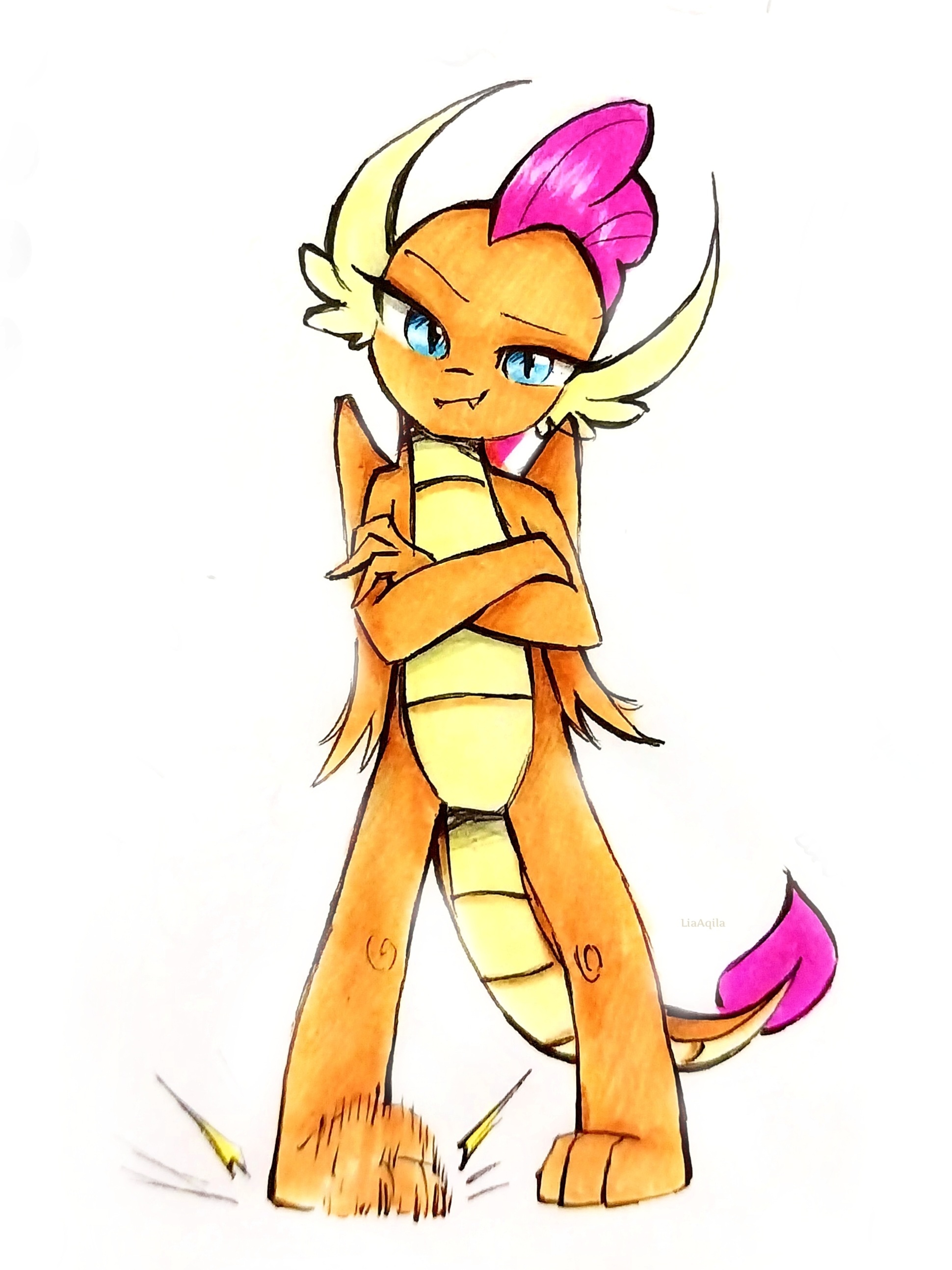 #2948215 - safe, artist:liaaqila, smolder, dragon, g4, crossed arms, dragoness, female, foot ...