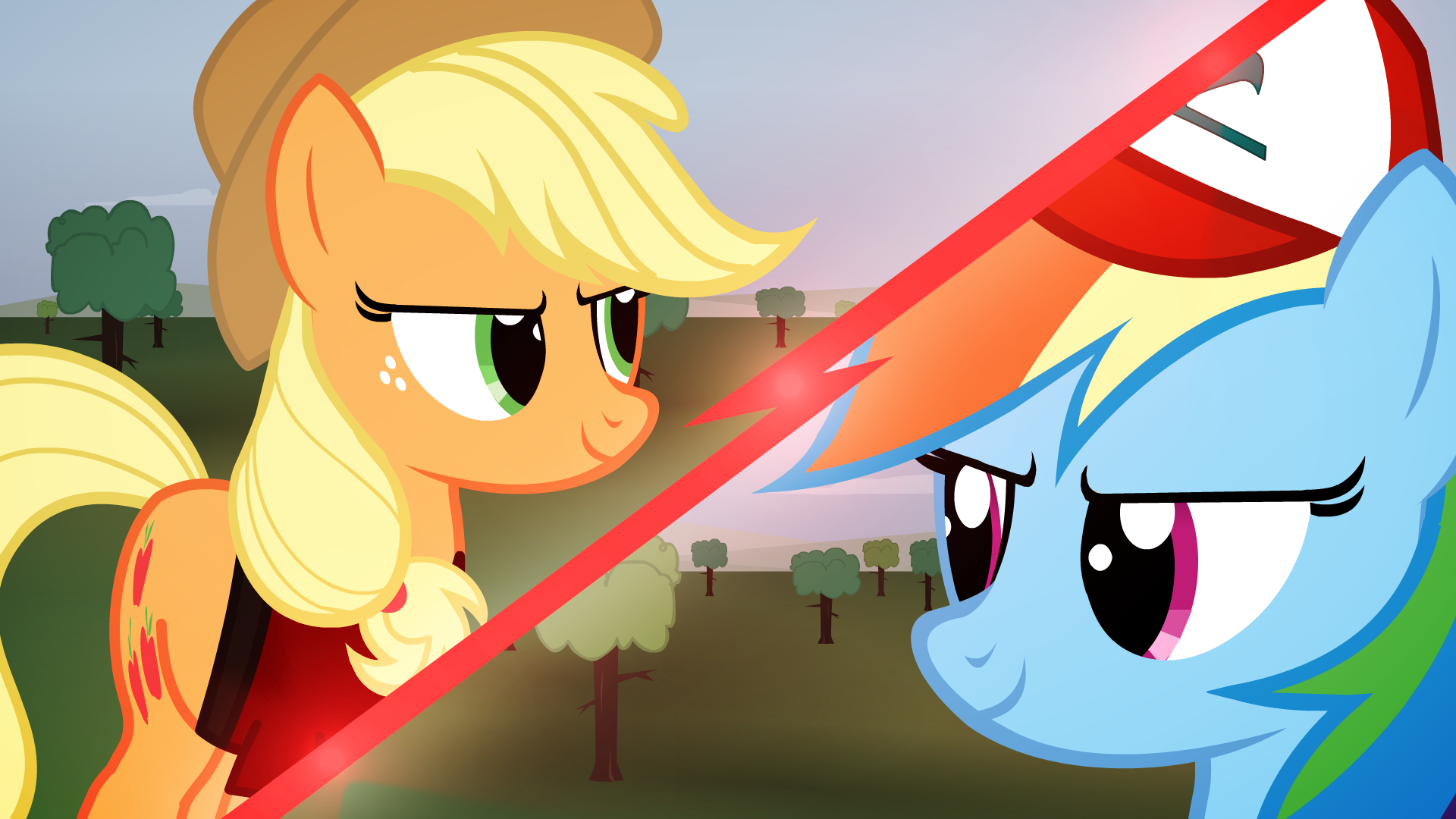 #2940121 - safe, artist:jacob kitts, applejack, rainbow dash, earth ...