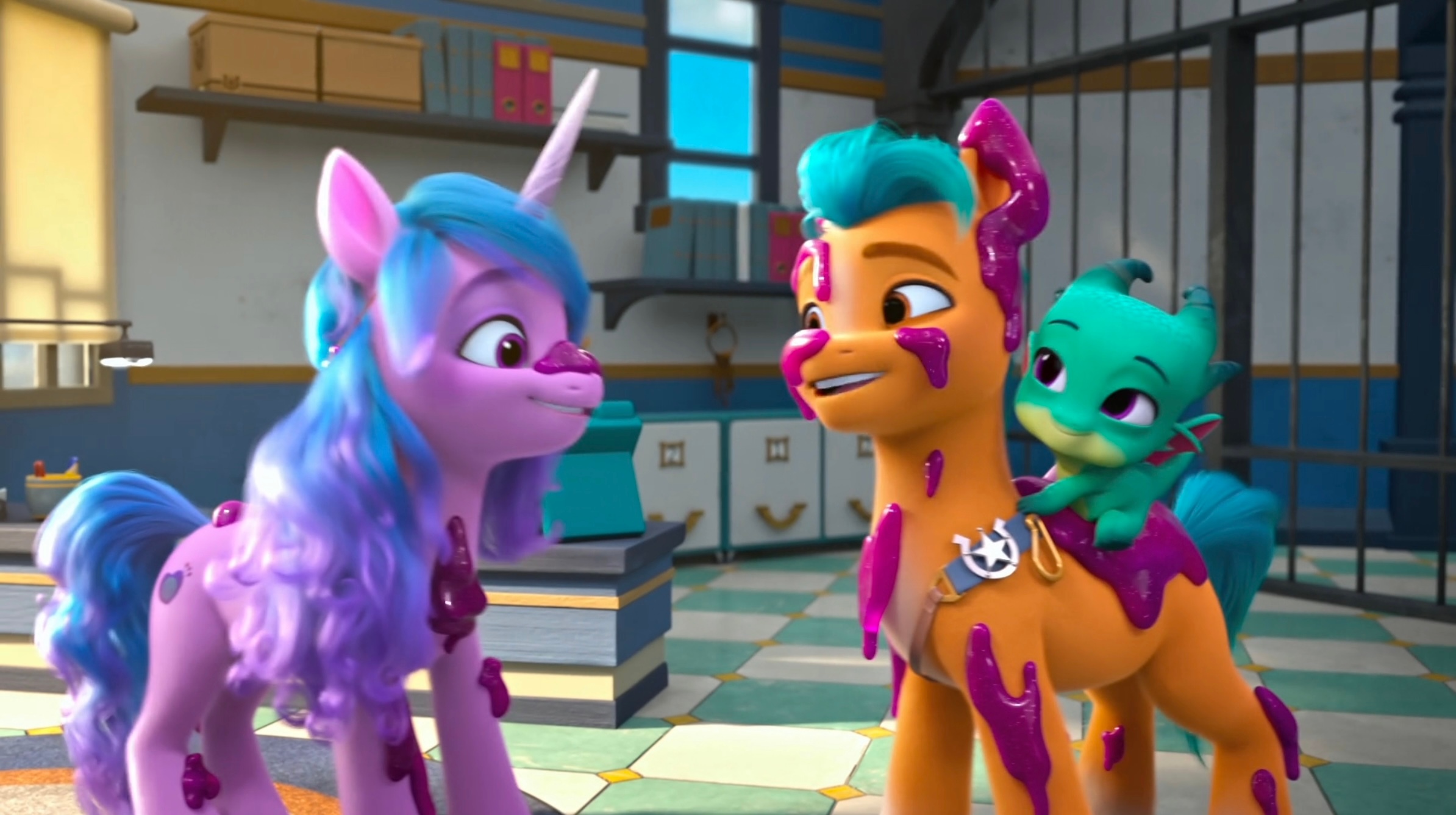 #2957928 - safe, screencap, hitch trailblazer, izzy moonbow, sparky ...