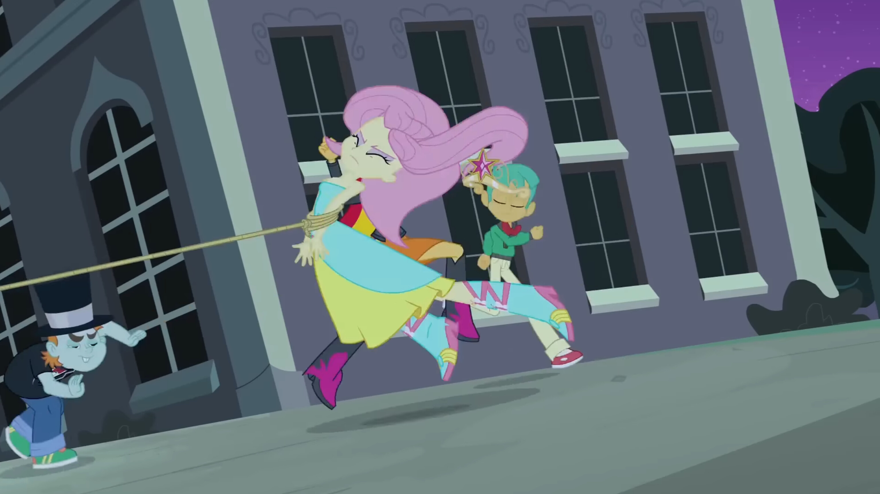 #3027537 - safe, screencap, fluttershy, snails, snips, sunset shimmer ...