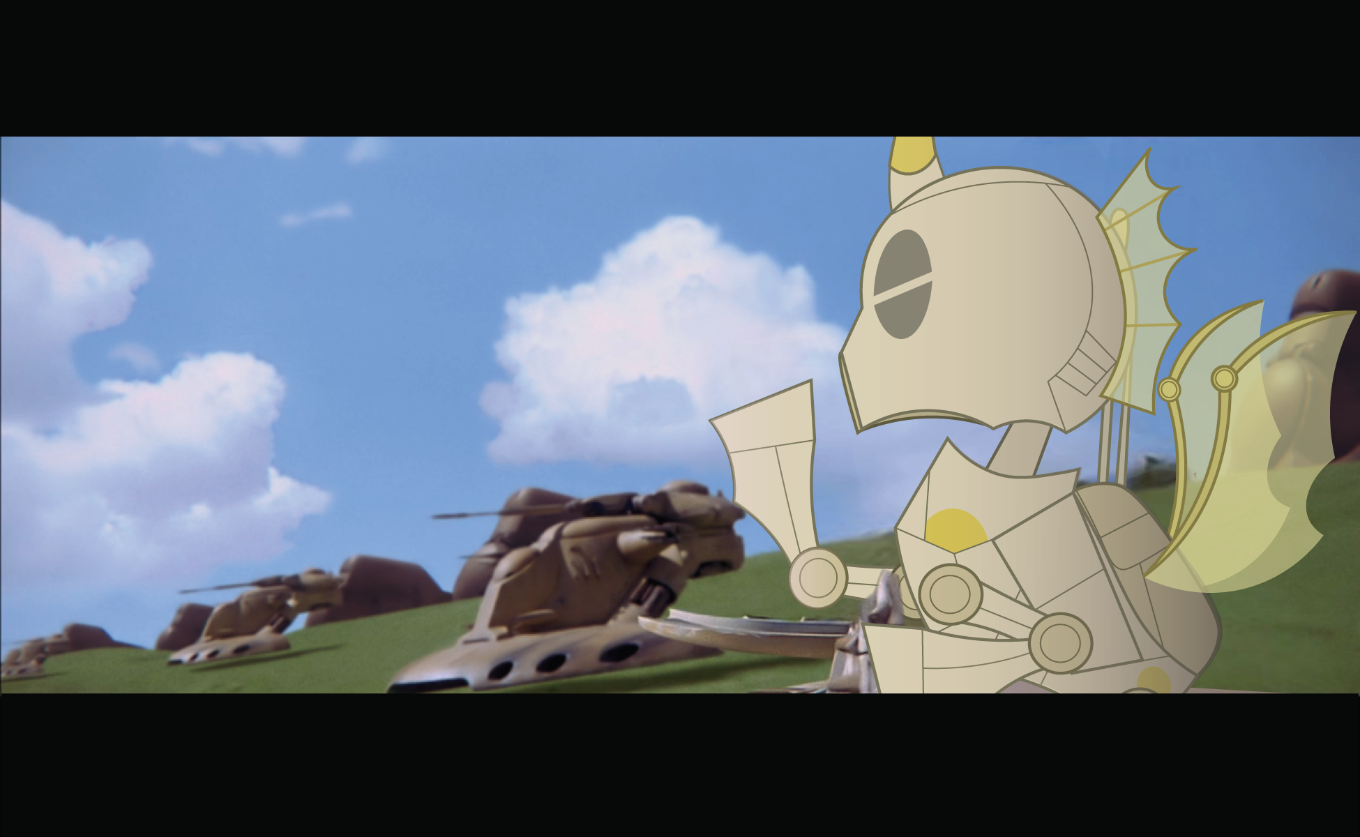 #3030952 - safe, artist:prixy05, screencap, changeling, g4, b1 battle droid, battle droid, droid ...