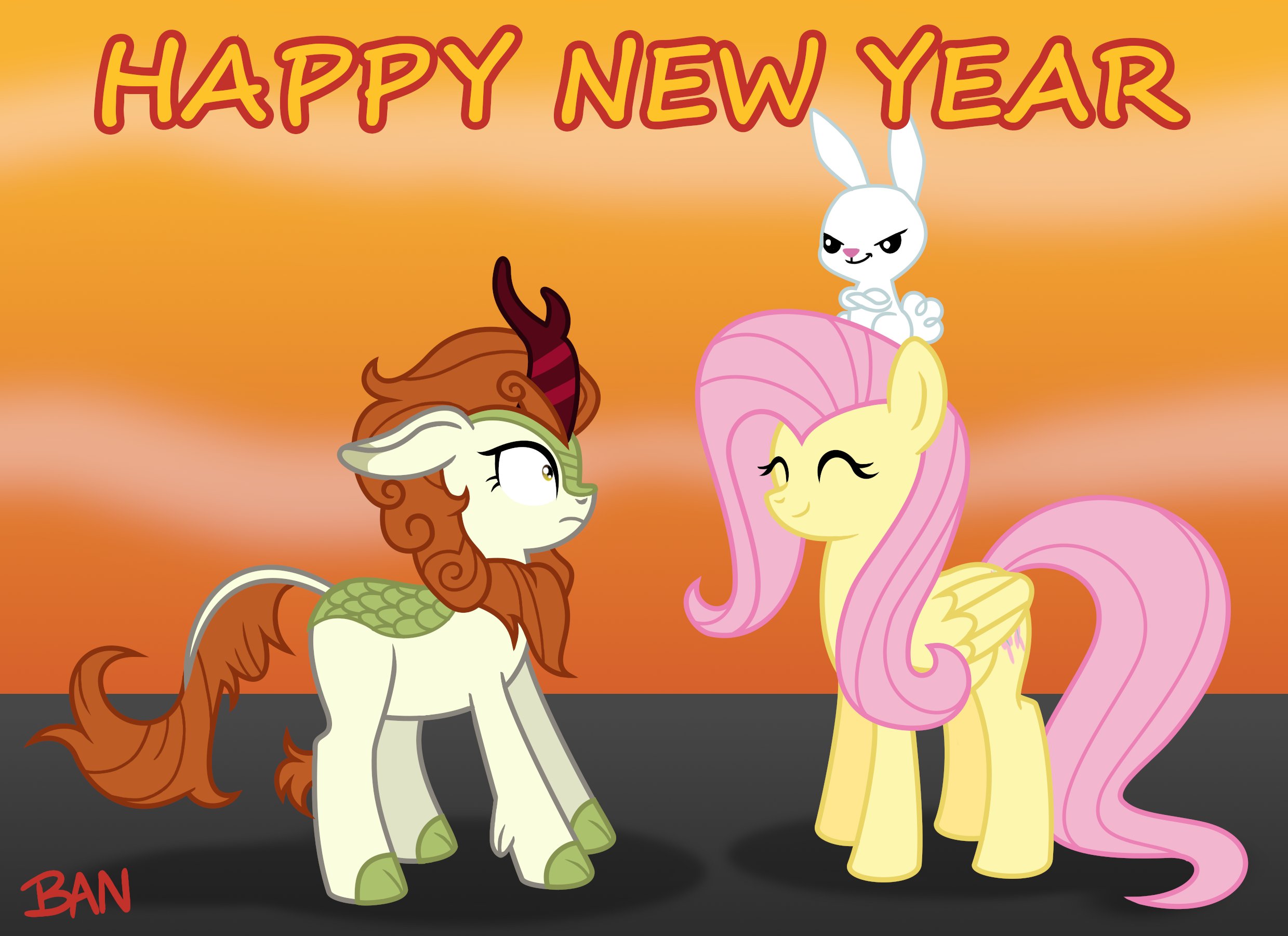 #3031061 - safe, artist:banquo0, angel bunny, autumn blaze, fluttershy ...