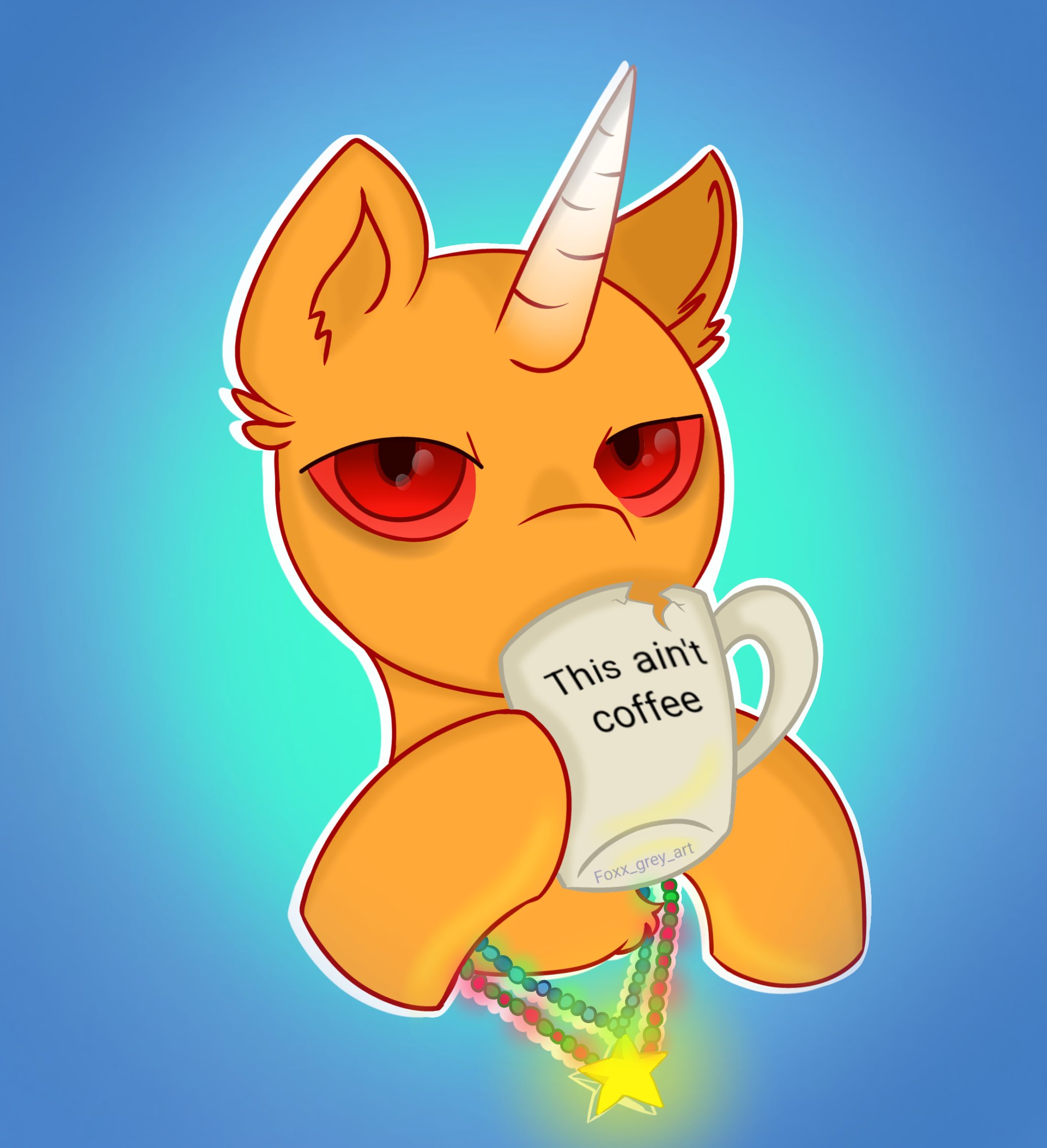 #3021539 - safe, artist:foxx_grey_art, oc, oc only, oc:drunknugly, pony, unicorn, blue ...