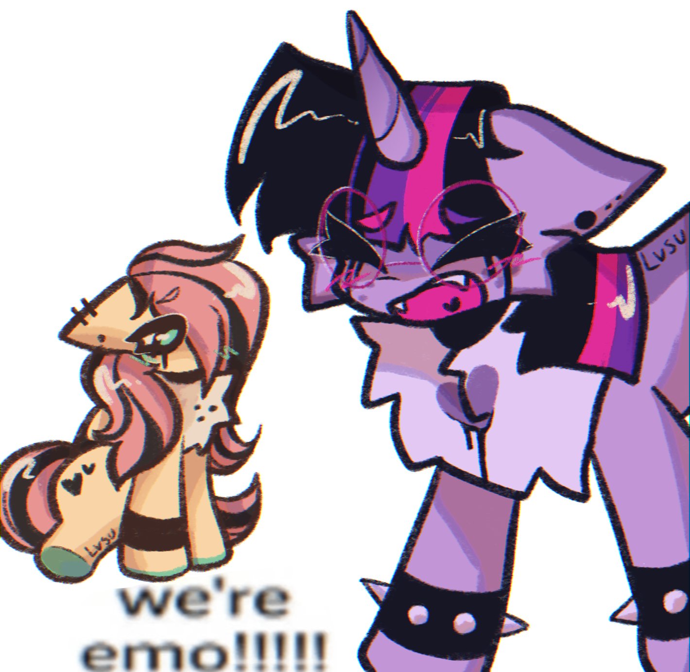 #3023041 - safe, artist:chid0uins, fluttershy, twilight sparkle ...