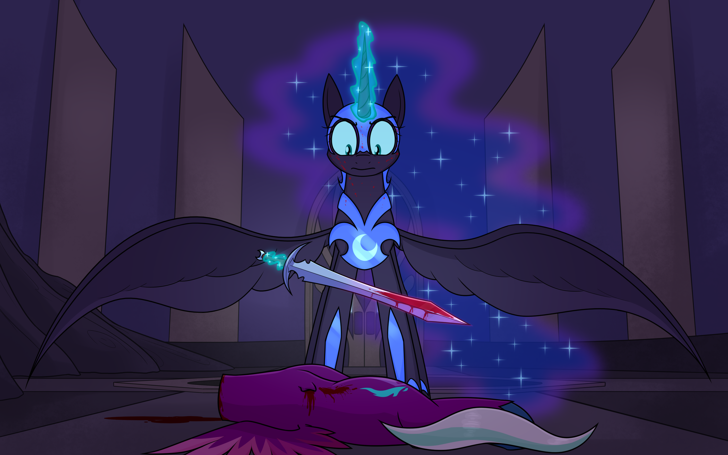 #3217208 - grimdark, artist:moonatik, nightmare moon, opaline arcana ...