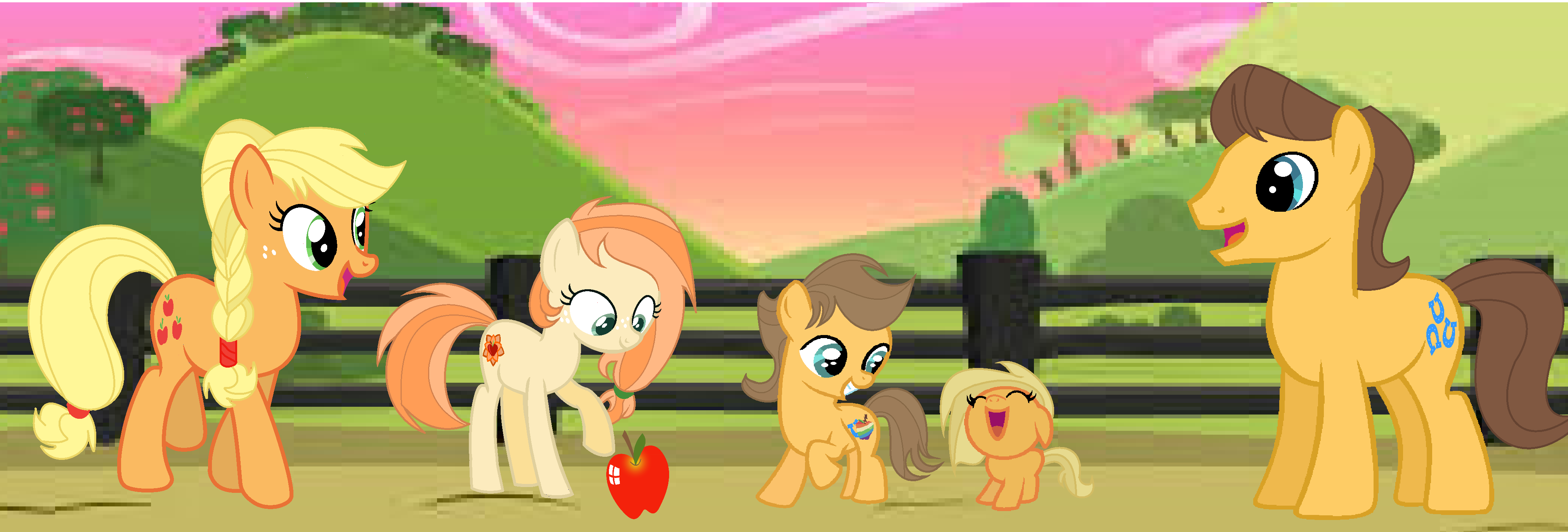 #3219413 - safe, artist:princessfloriana, applejack, caramel, oc, g4 ...