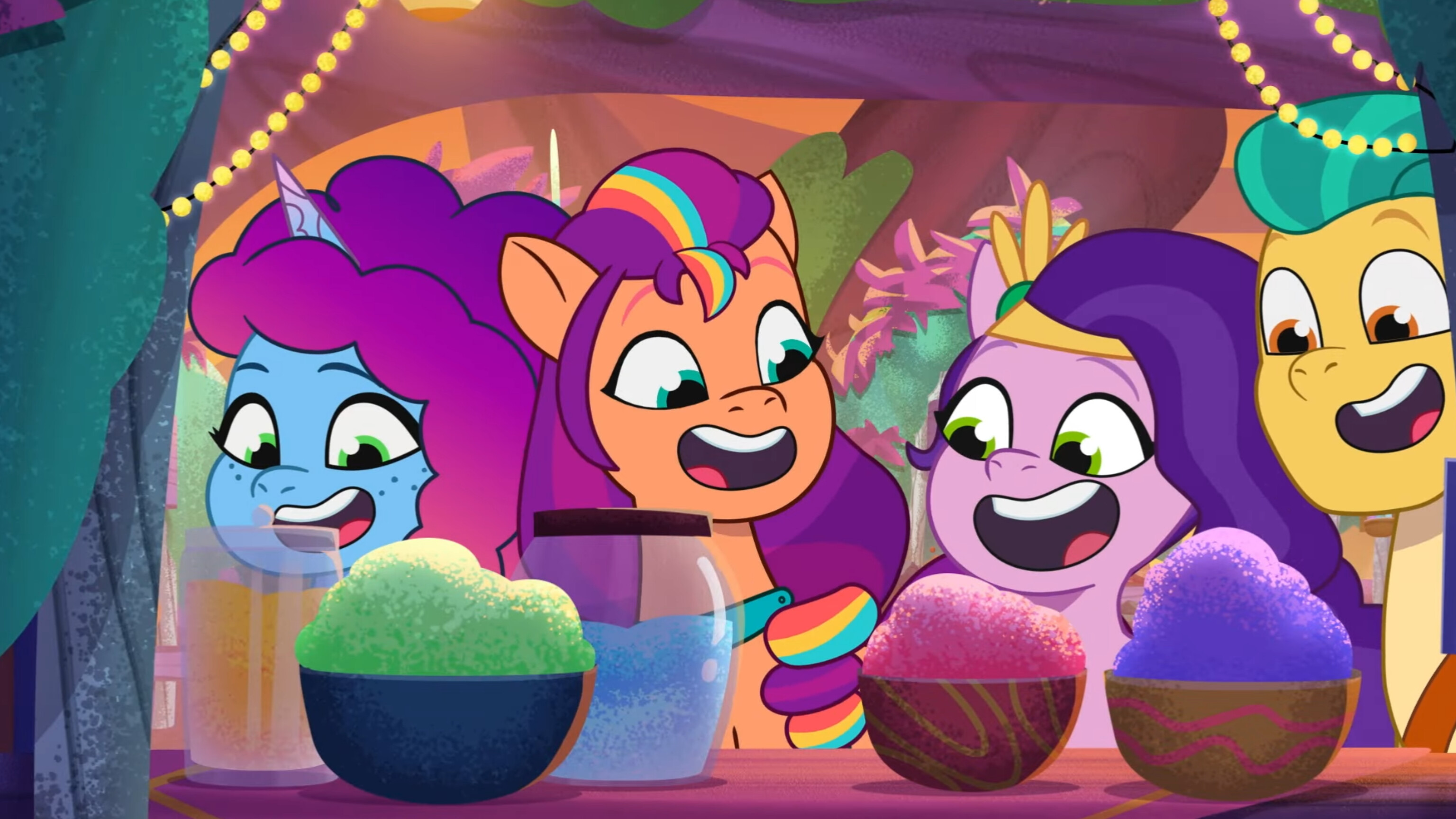 #3222372 - safe, screencap, hitch trailblazer, misty brightdawn, pipp petals, sunny starscout ...