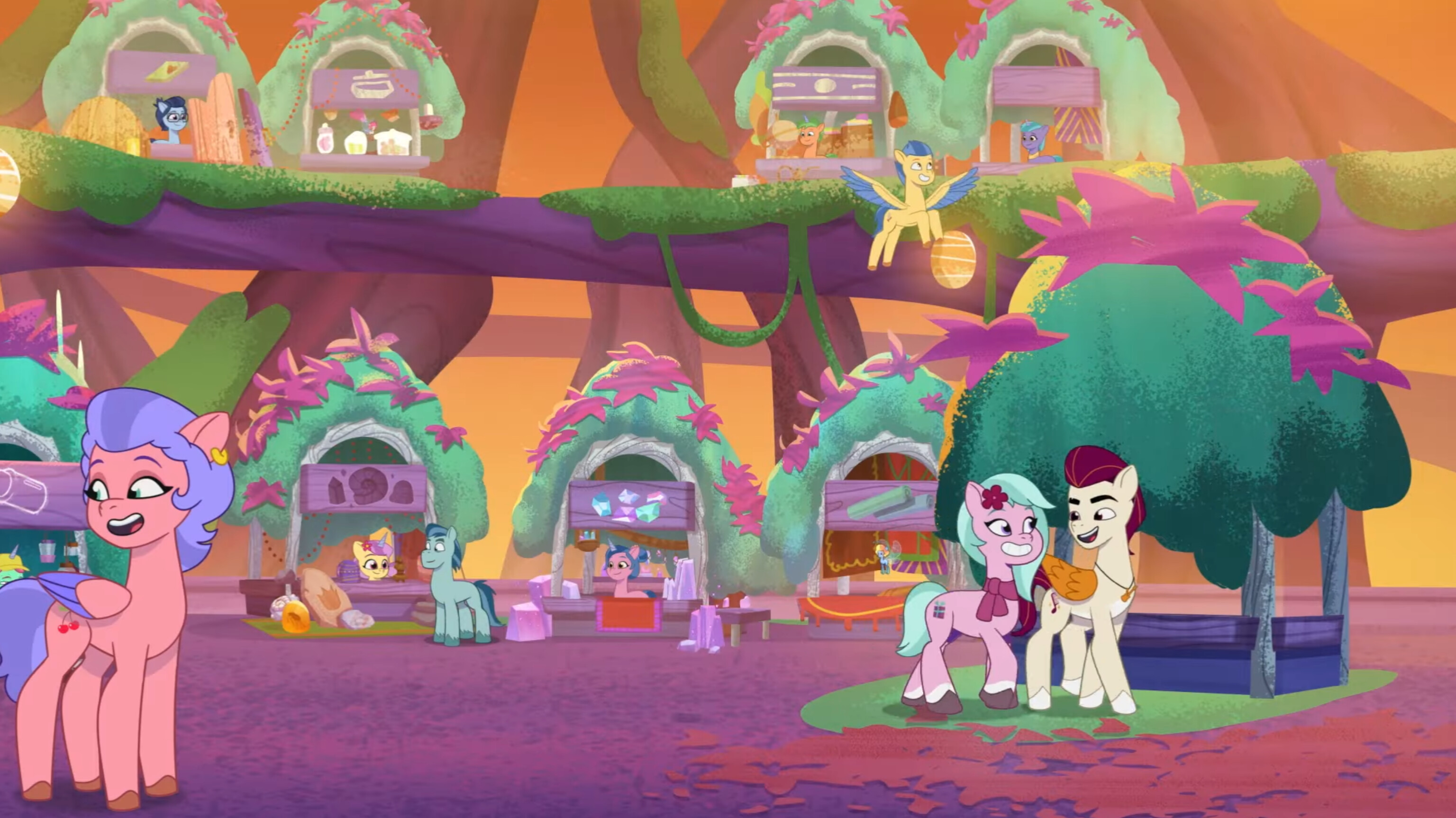 #3222444 - safe, screencap, cherry flyaway, dahlia, grassy hills, lemon ...