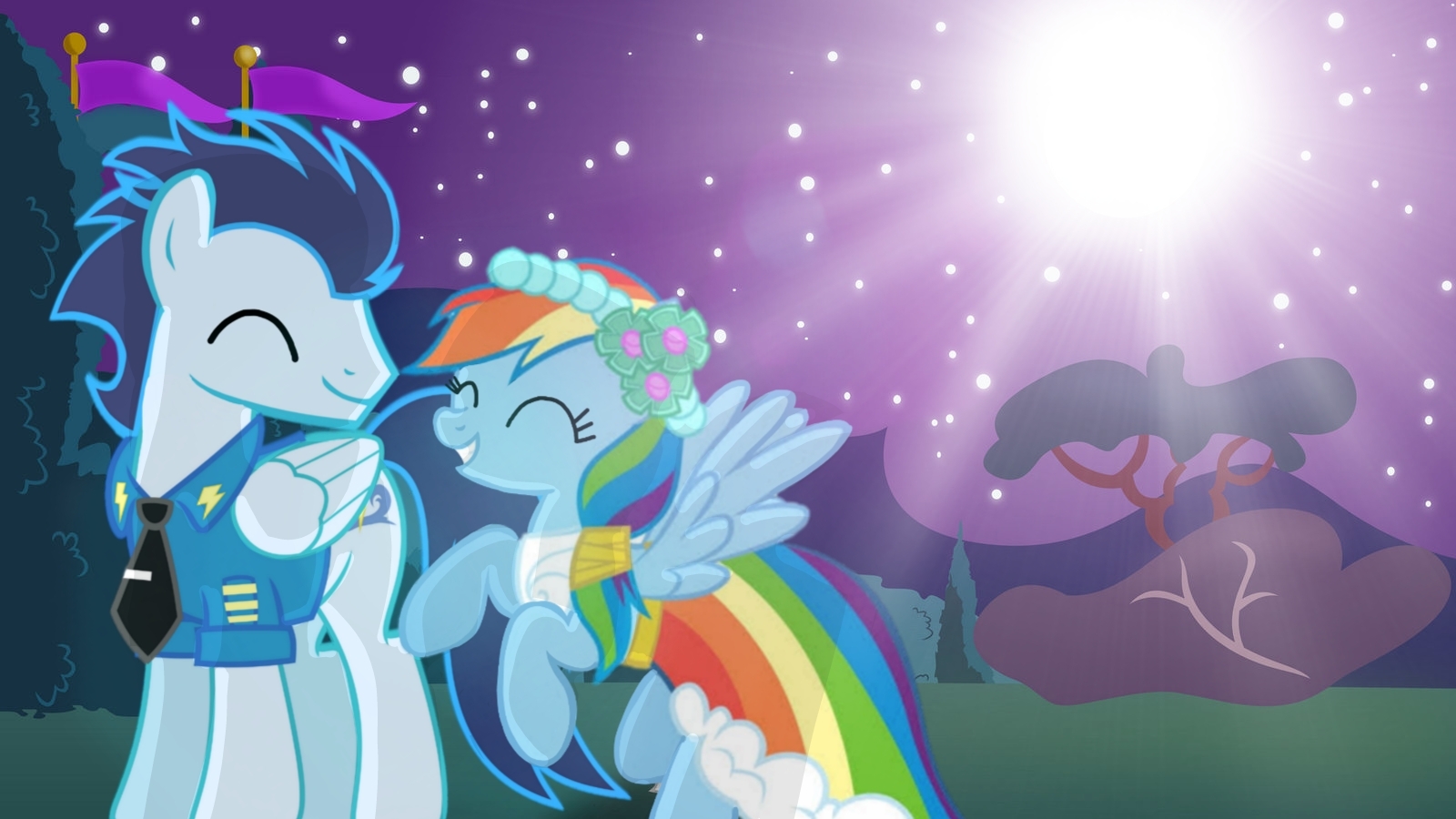 #3222790 - safe, anonymous artist, rainbow dash, soarin', pegasus, pony ...