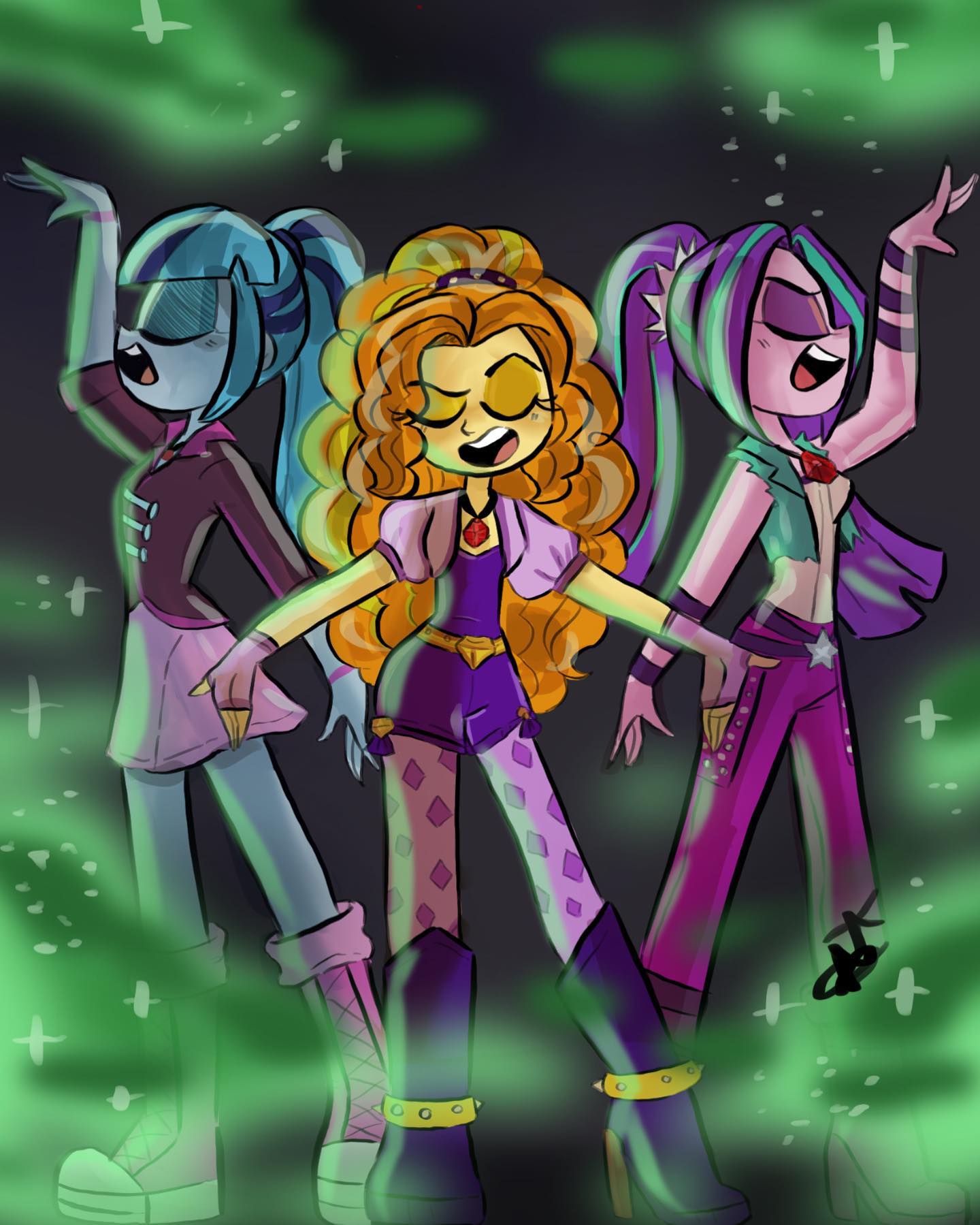 #3223110 - safe, artist:mariart.corner, adagio dazzle, aria blaze ...
