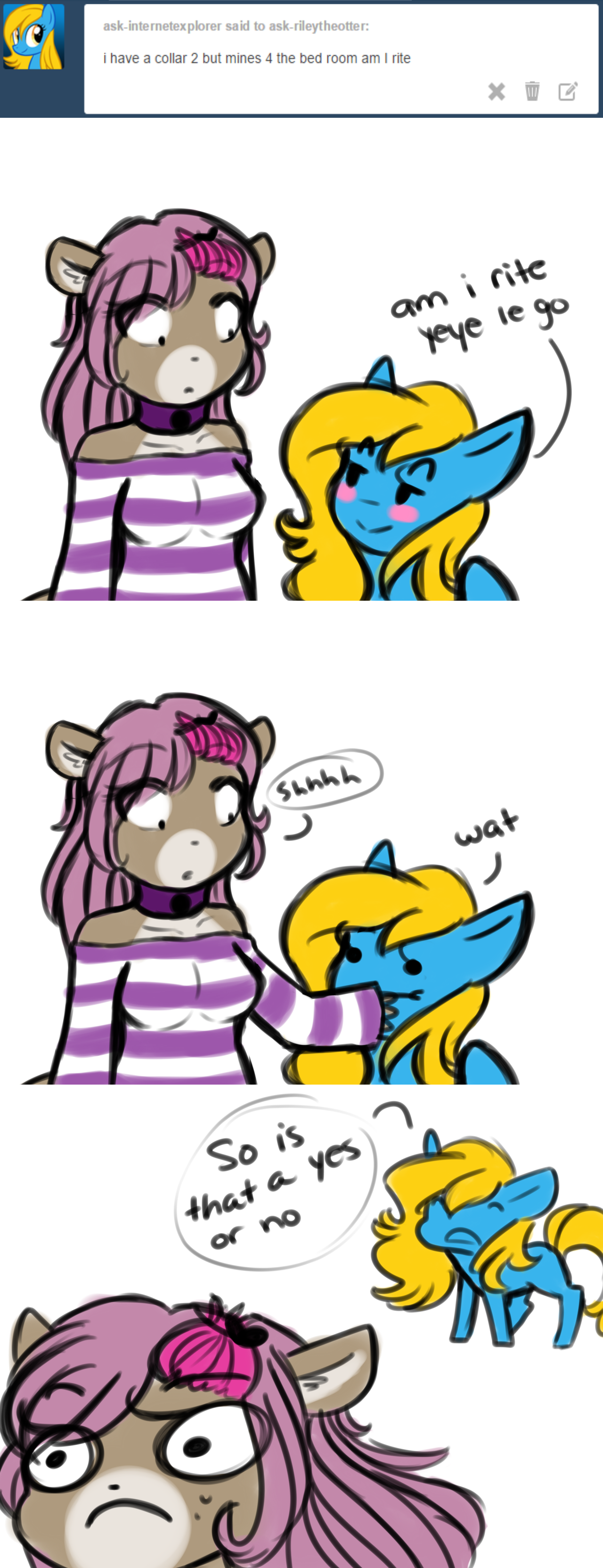 #3225156 - safe, artist:ask-rileytheotter, oc, oc:internet explorer ...