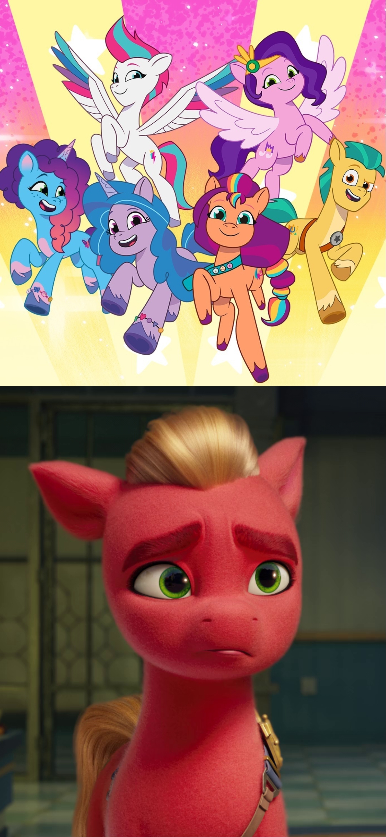 #3226465 - safe, edit, edited screencap, screencap, hitch trailblazer, izzy moonbow, misty ...