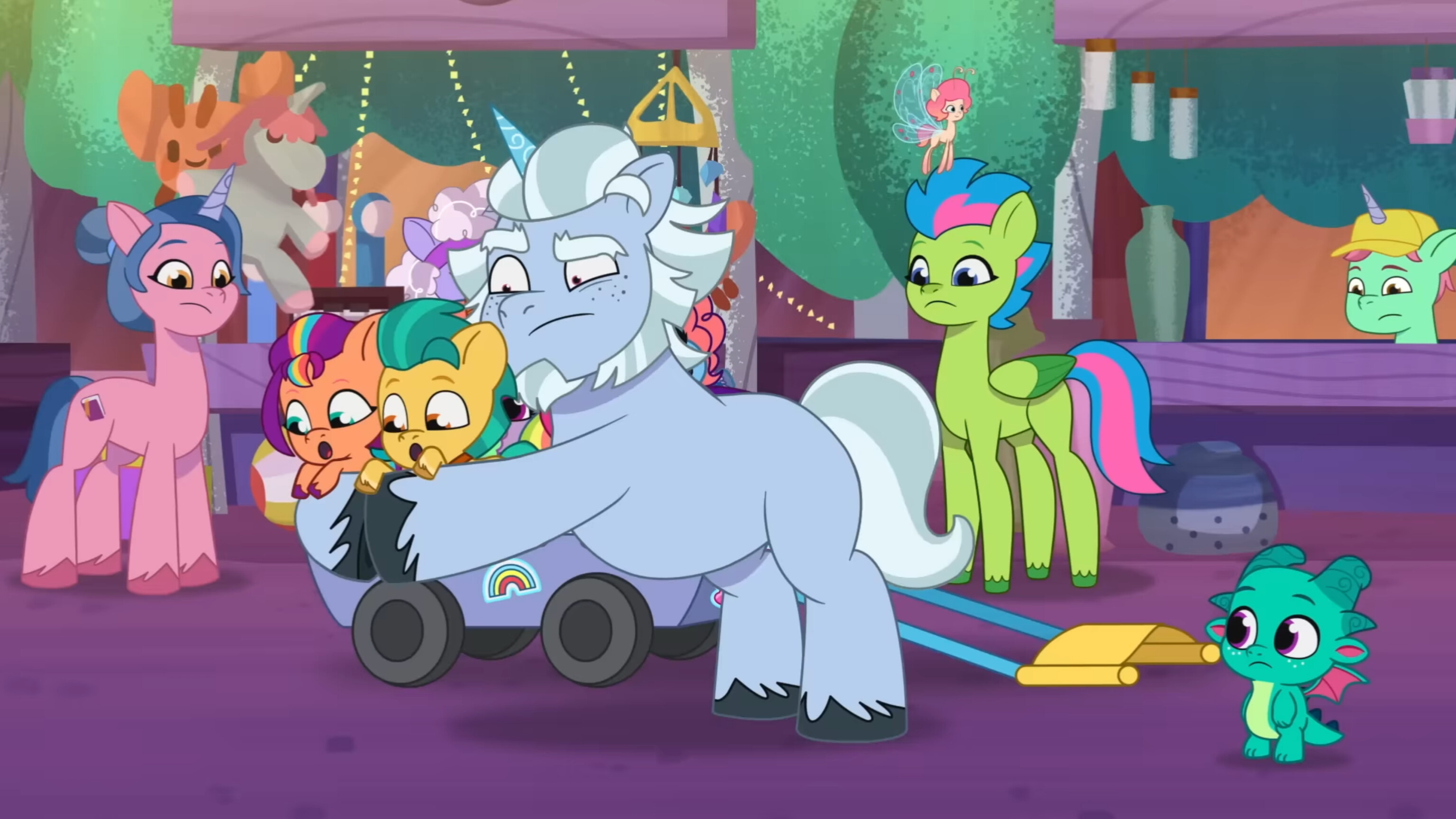 #3228064 - safe, screencap, alphabittle blossomforth, hitch trailblazer, izzy moonbow, luminous ...