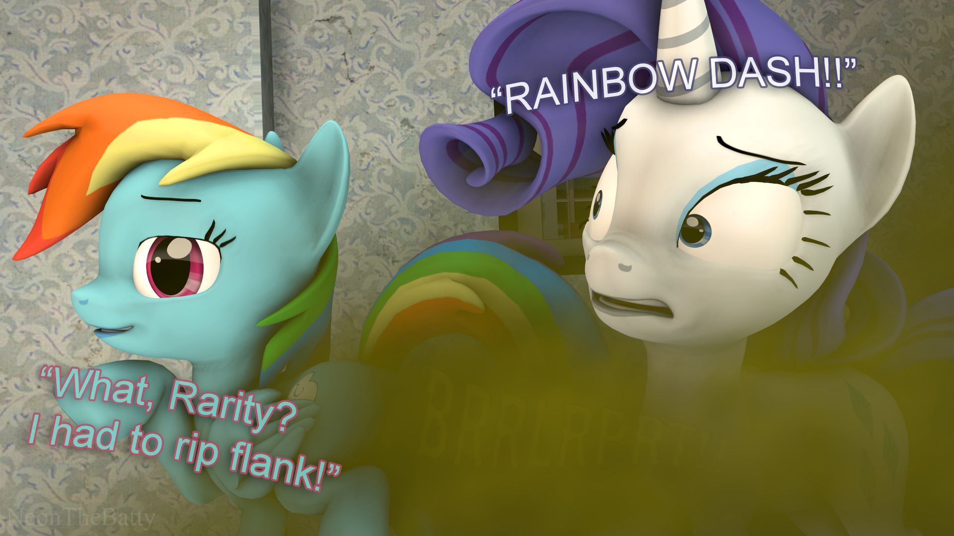#3214627 - suggestive, artist:neonthebatty, rainbow dash, rarity ...
