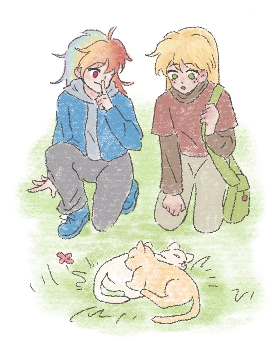 #3240541 - safe, artist:xiaojin315, part of a set, applejack, rainbow dash, cat, human, g4 ...