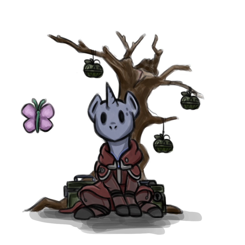 #3244677 - safe, artist:devorierdeos, butterfly, pony, unicorn, fallout ...