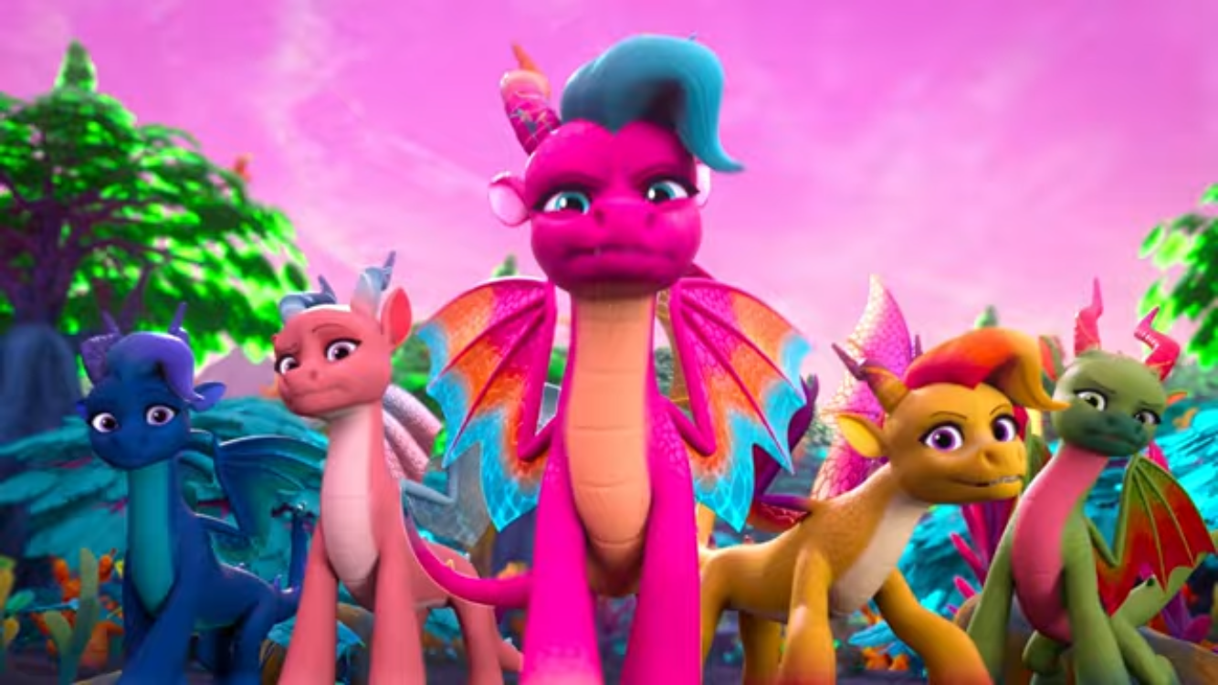 #3246027 - safe, screencap, blaize skysong, fountain (g5), leaf (dragon), luxxe, tumble (g5 ...