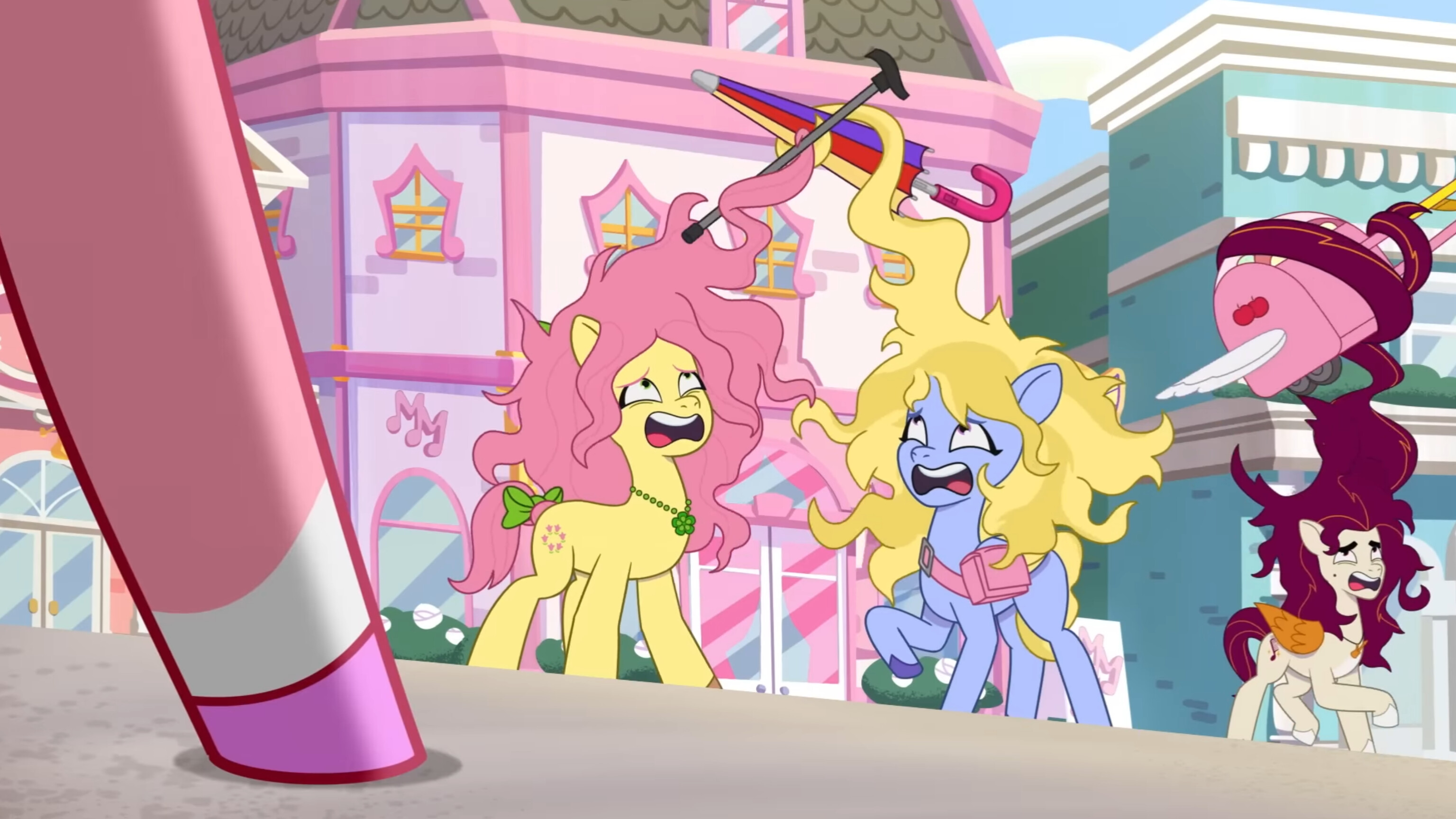 #3234017 - safe, screencap, fifi (g5), posey bloom, rocky riff, windy ...