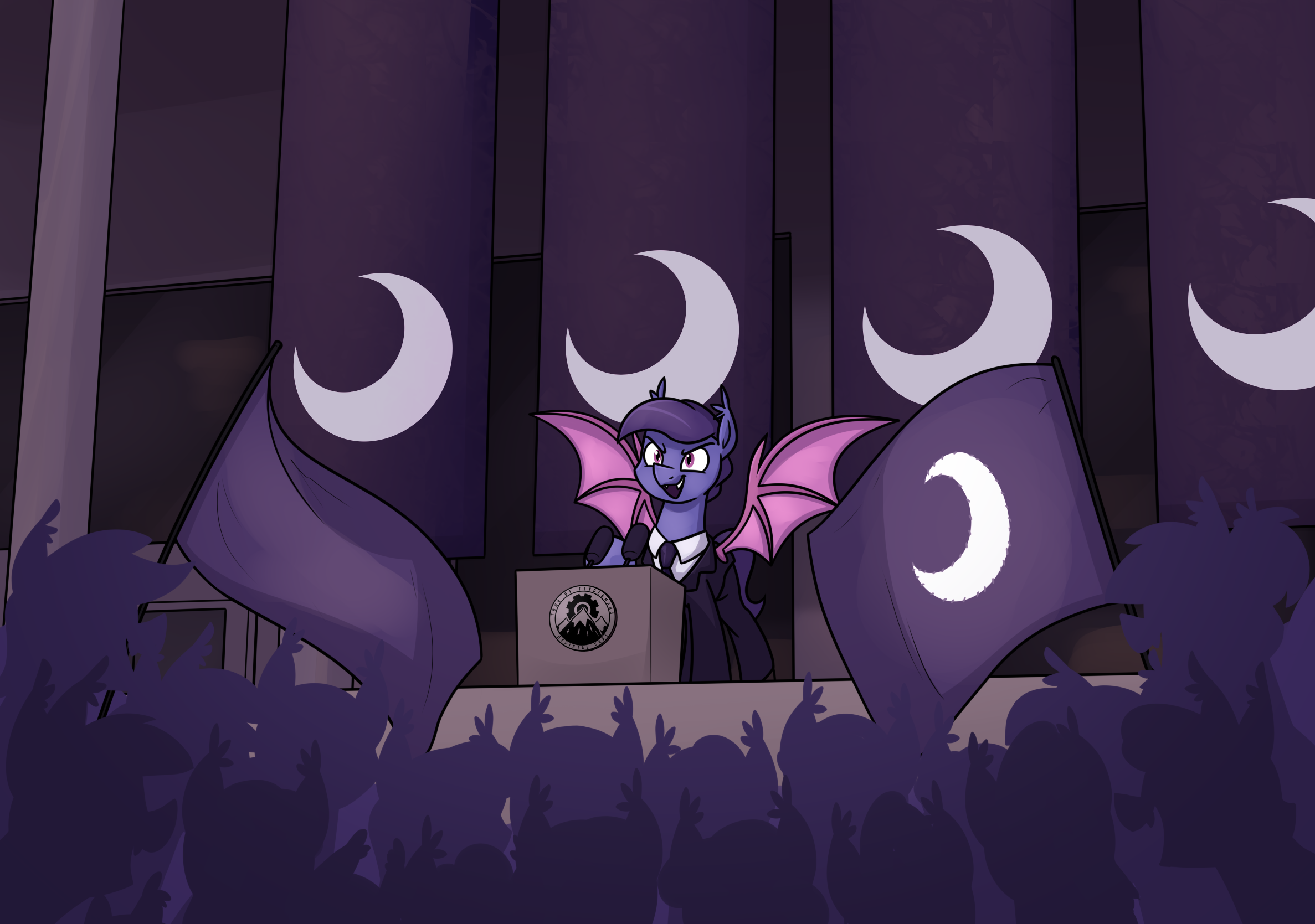 #3260546 - safe, artist:moonatik, oc, oc only, oc:mayor moonbeam, bat ...