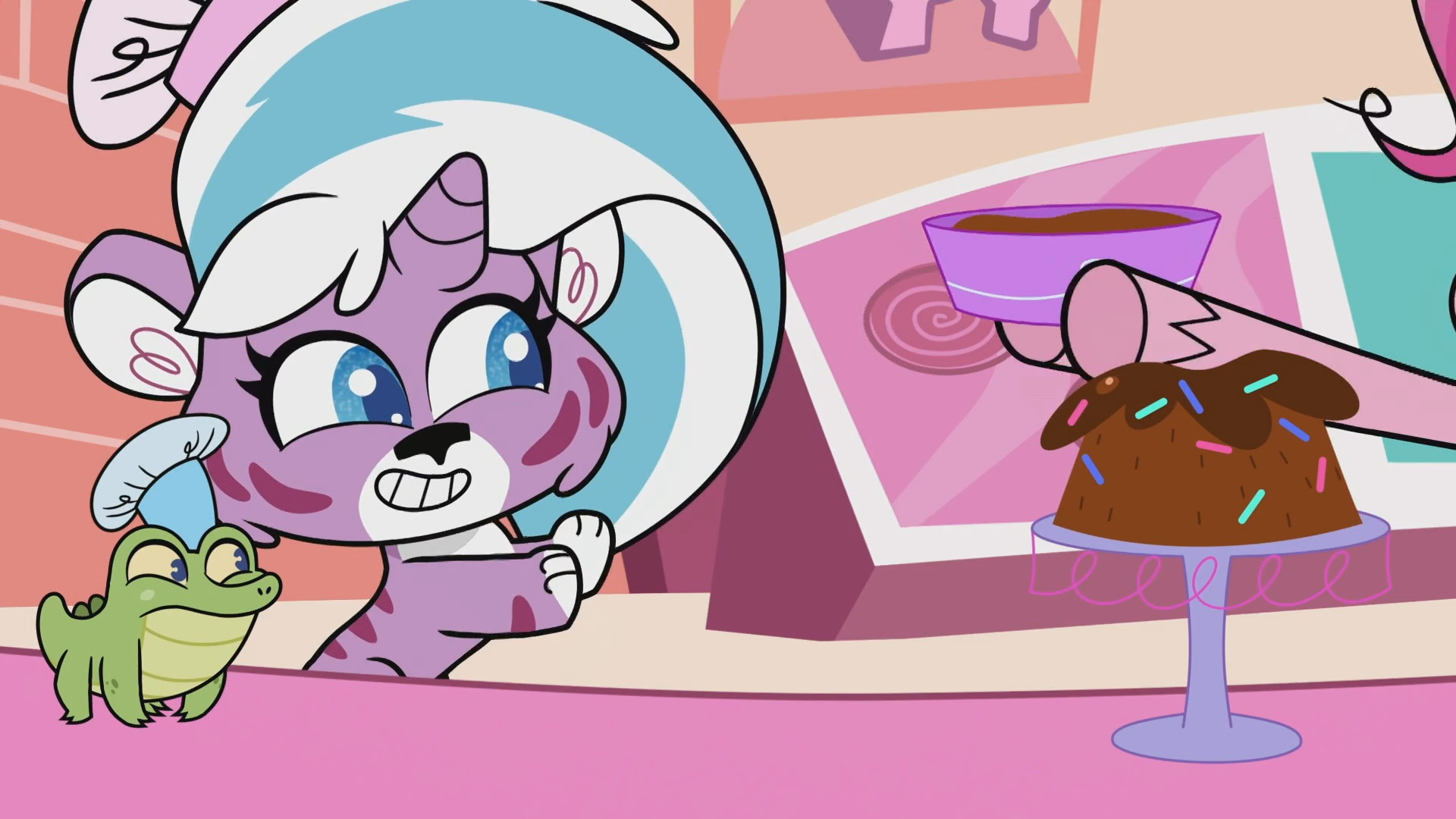 #3263454 - safe, screencap, gummy, lightning chill, pinkie pie, big cat ...