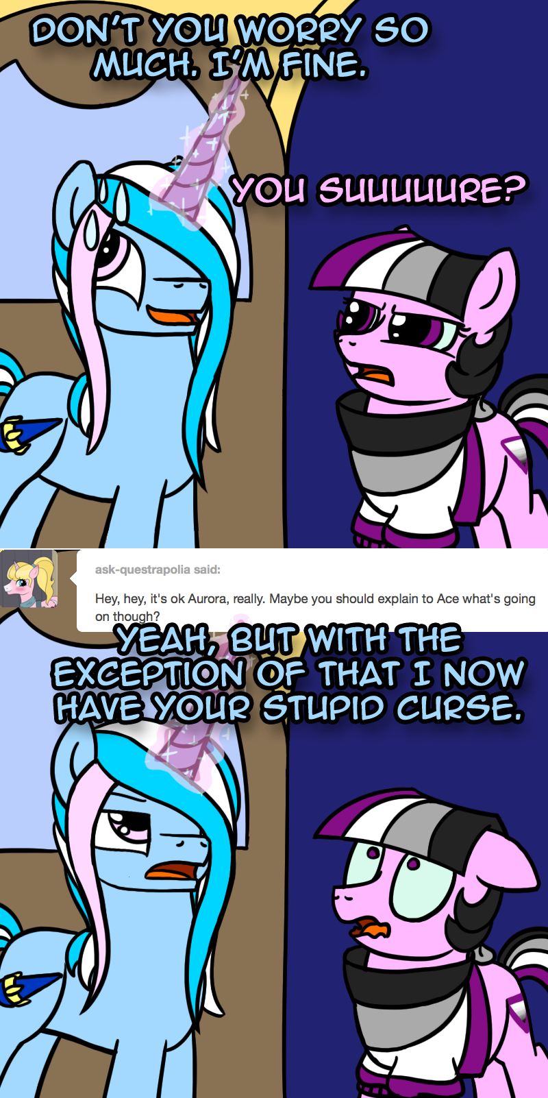 #3263784 - safe, artist:thedragenda, oc, oc only, oc:ace, oc:aurora (thedragenda), pony, unicorn ...