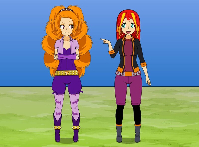 #3267439 - safe, artist:technopagan9, adagio dazzle, sunset shimmer, human, equestria girls, g4 ...