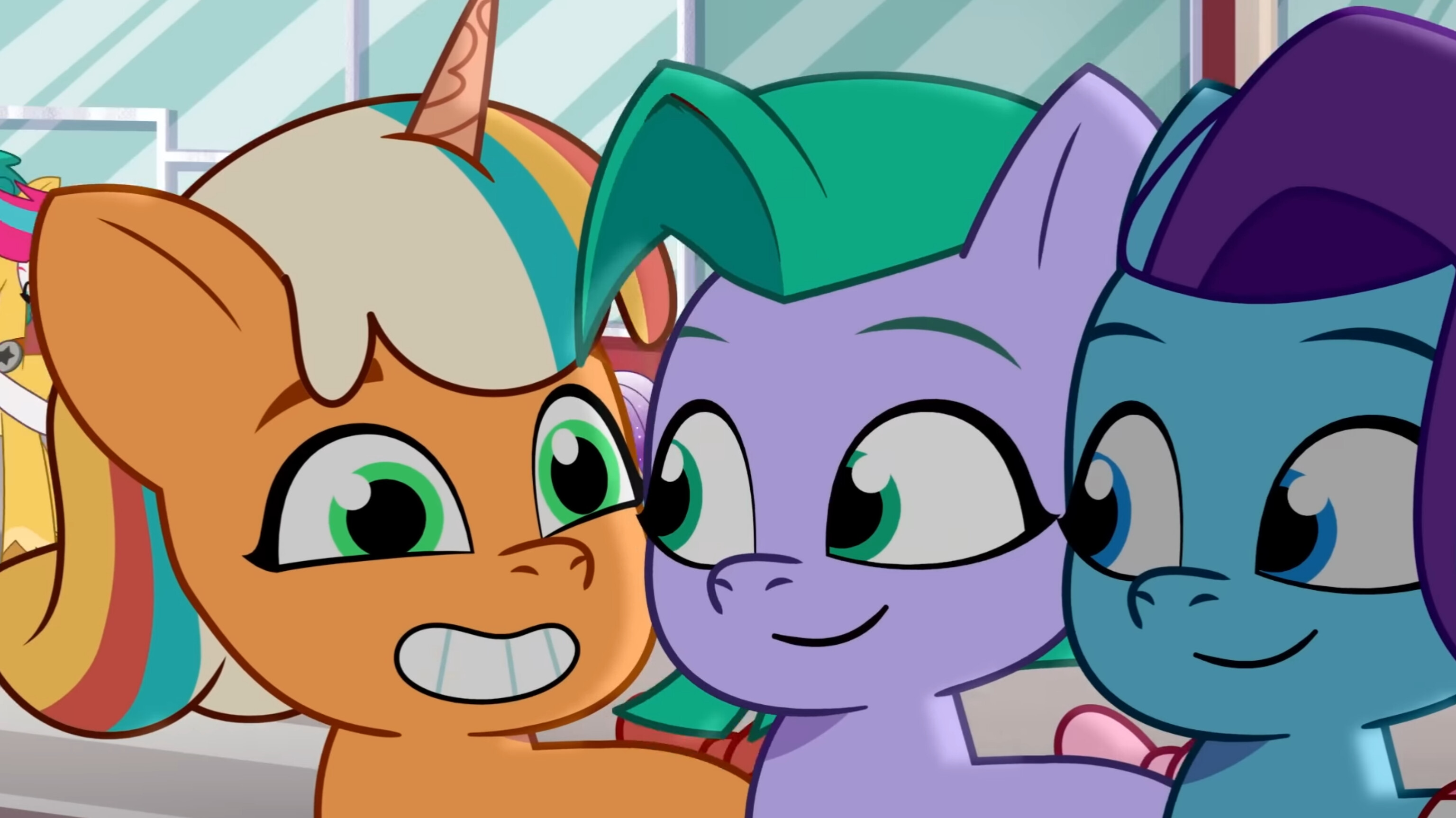 #3269206 - safe, screencap, comet (g5), glory (g5), hitch trailblazer ...