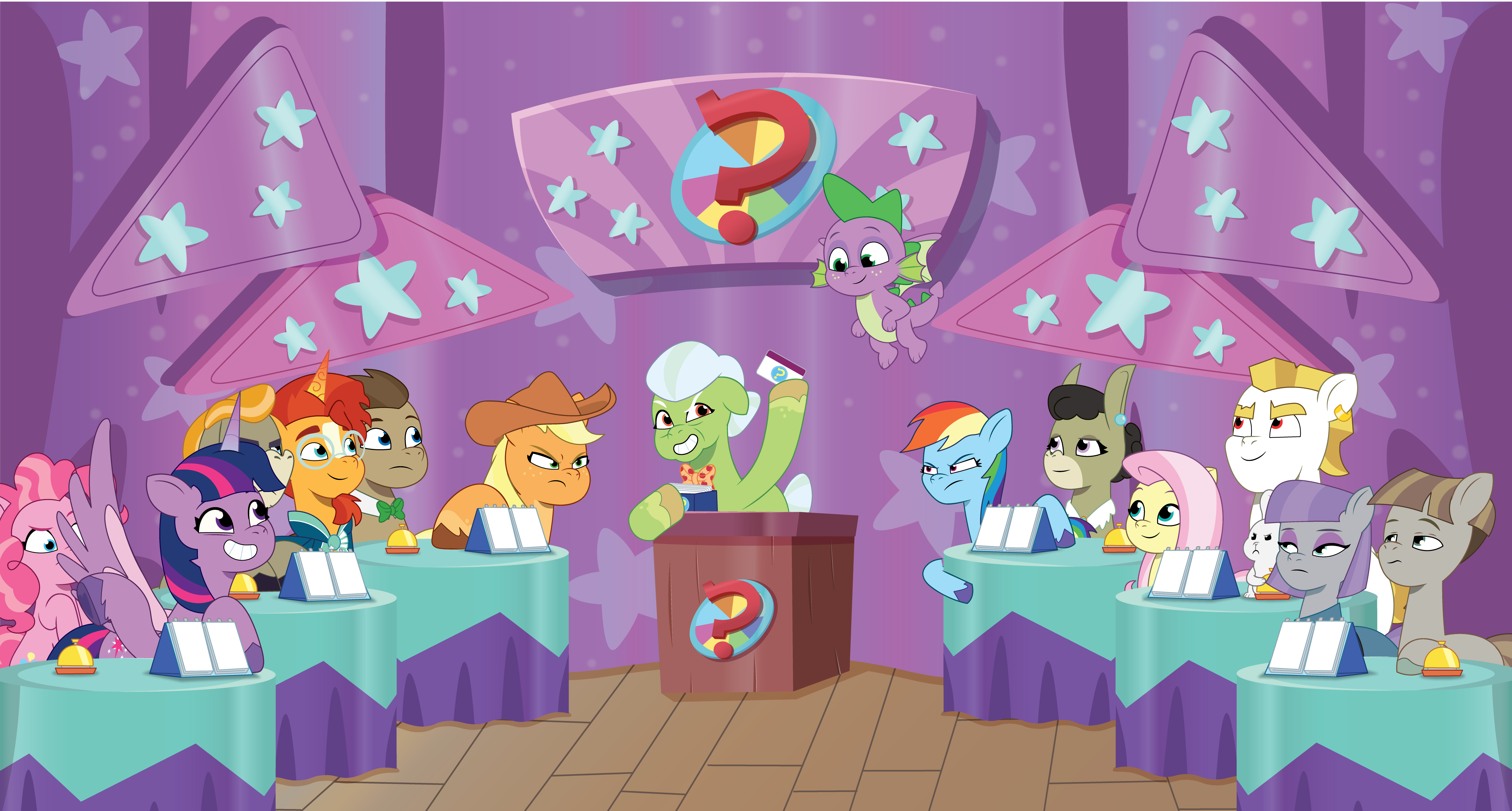 #3272133 - safe, artist:prixy05, angel bunny, applejack, bulk biceps ...