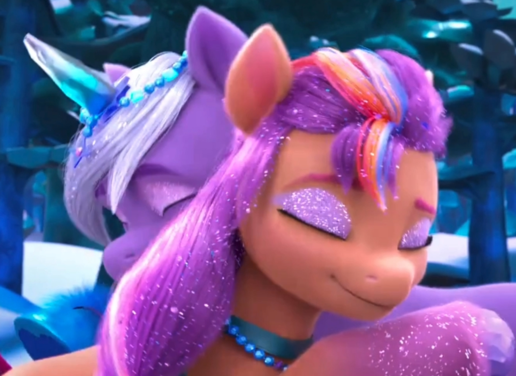 #3272346 - safe, screencap, sunny starscout, violet frost, auroricorn, earth pony, pony, g5, my ...