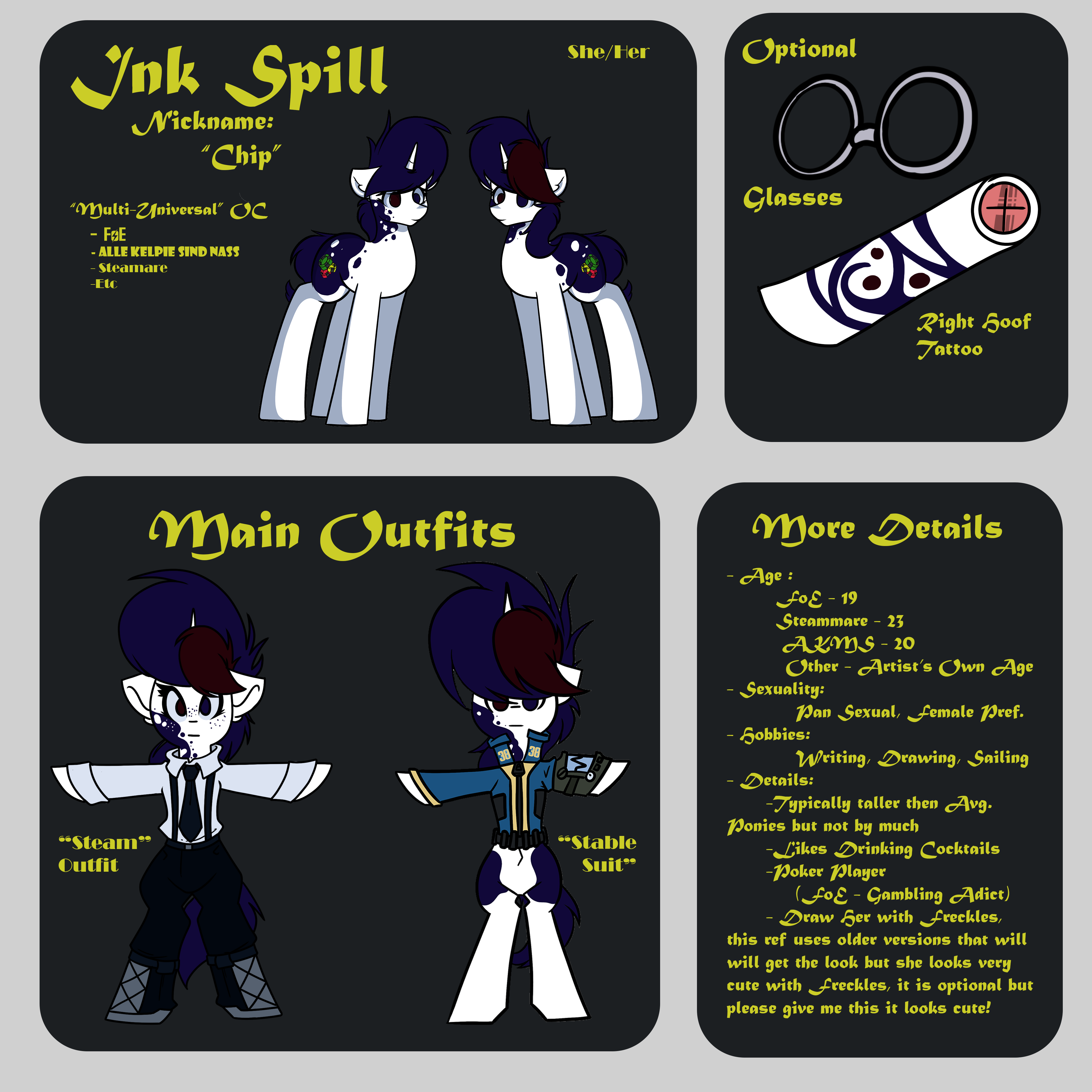 #3254637 - safe, oc, oc:ink spill, pony, unicorn, reference sheet, solo - Derpibooru