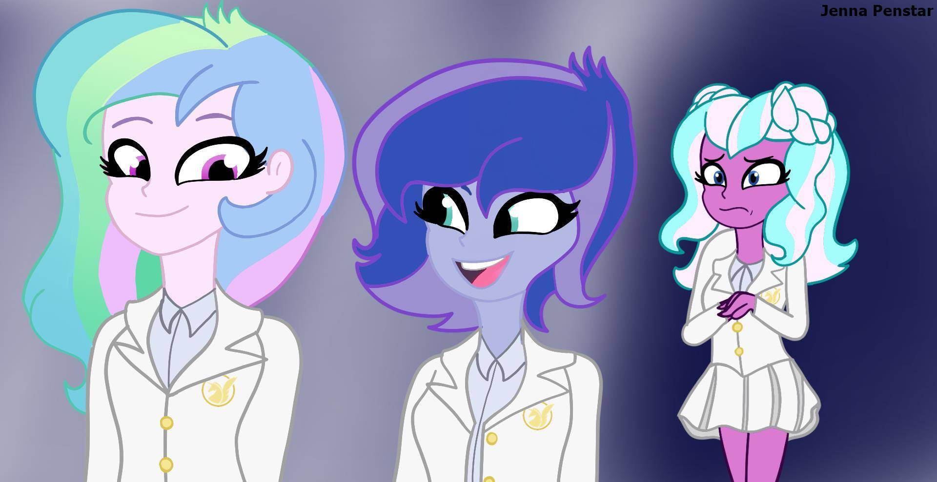 #3255227 - safe, artist:jenna56, opaline arcana, princess celestia, princess luna, principal ...