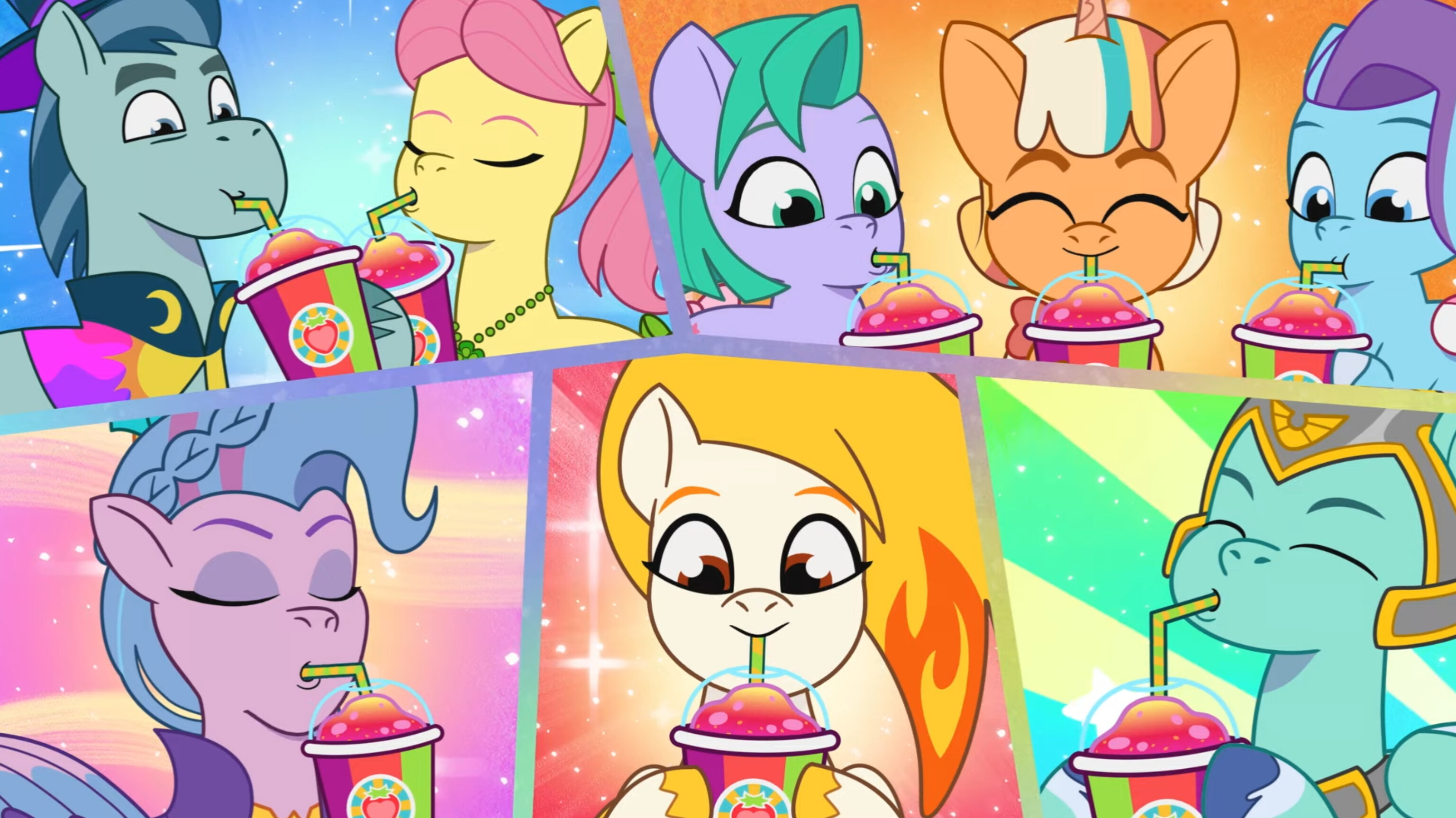 #3061757 - safe, screencap, flare (g5), glory (g5), peach fizz, posey ...