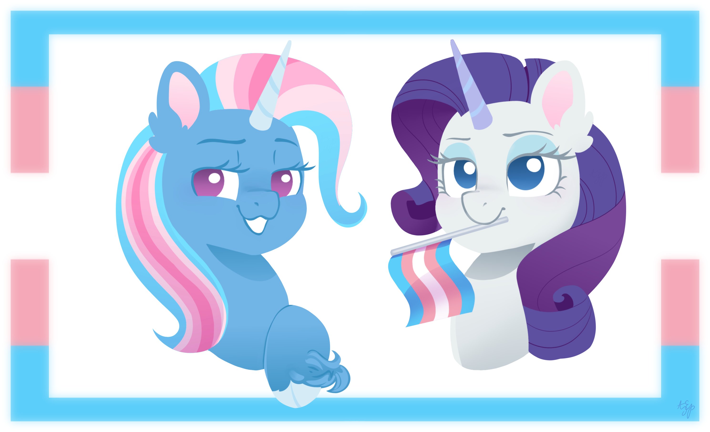 #3077085 - safe, artist:appjuicenpeach, rarity, trixie, pony, unicorn ...