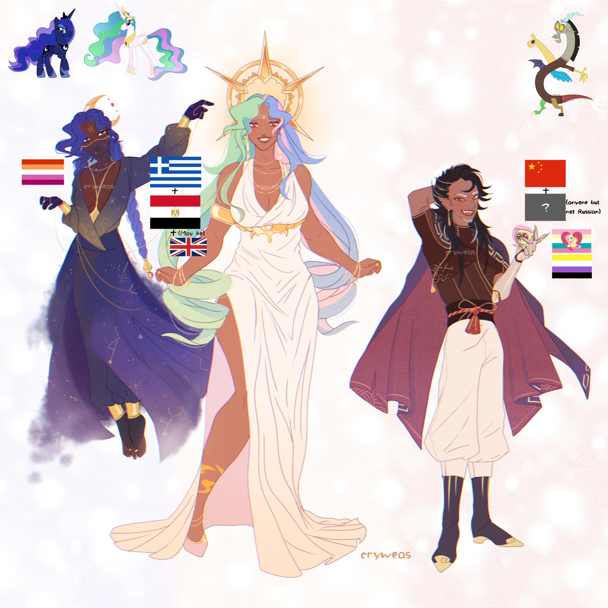 #3105410 - safe, alternate version, artist:cryweas, discord, fluttershy ...