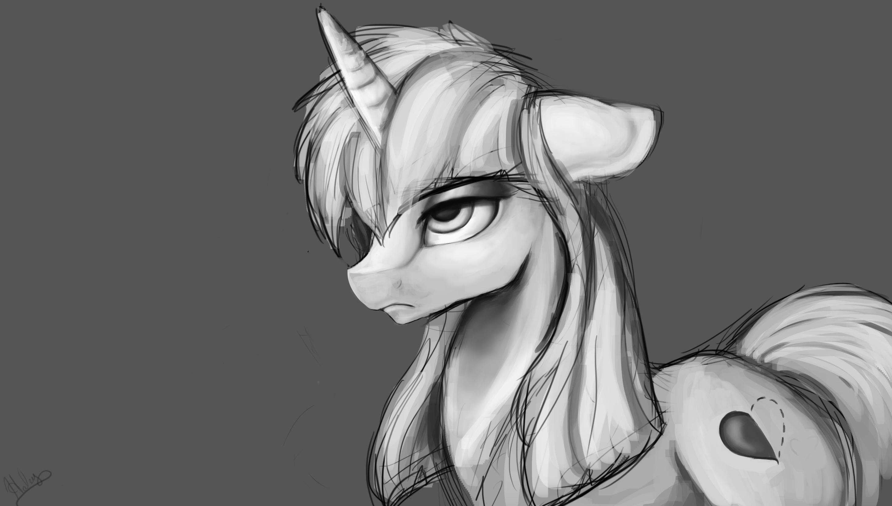 #3108881 - safe, artist:minckies, oc, oc only, pony, unicorn, female, gray background, horn ...