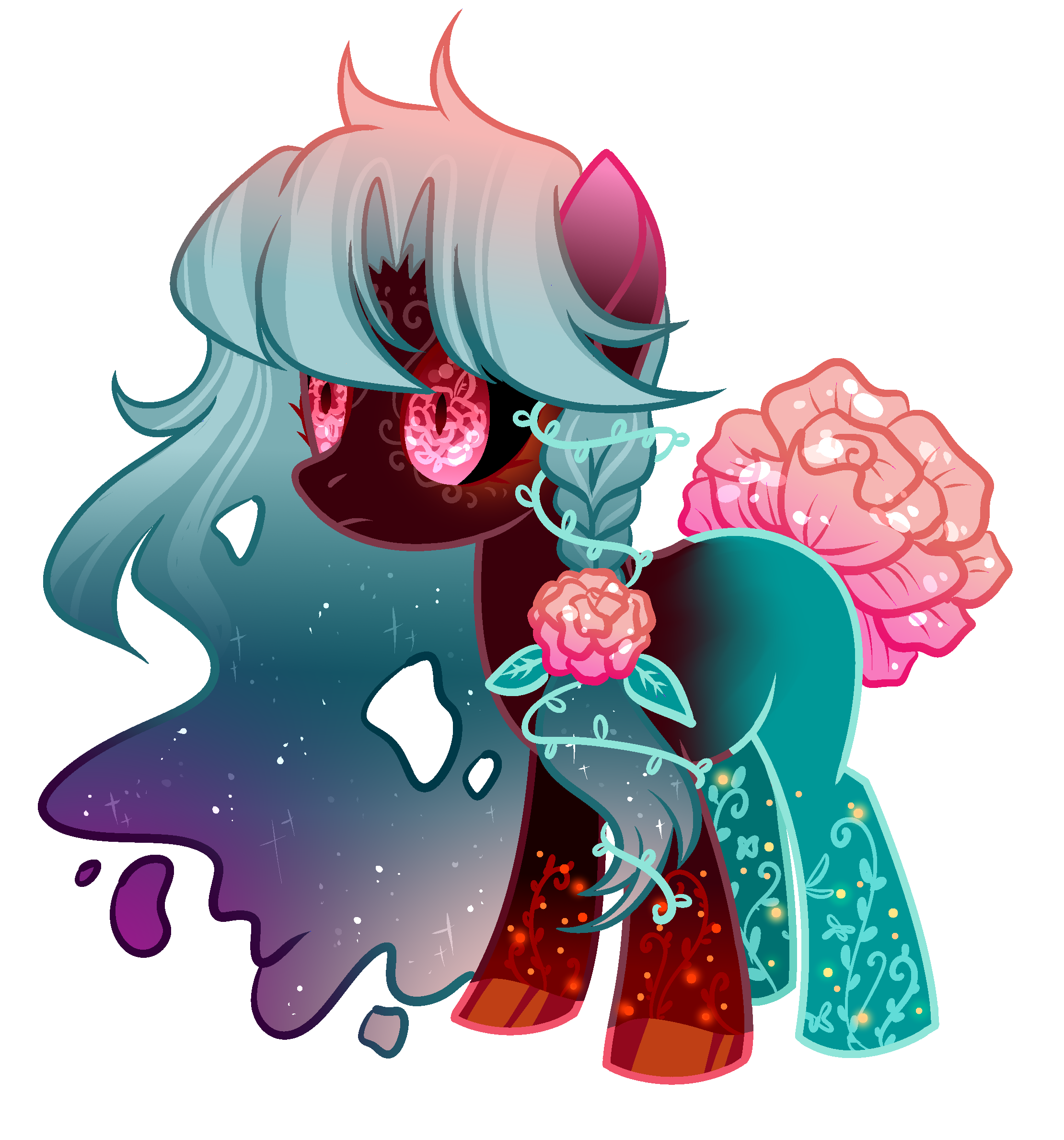#3113861 - safe, earth pony, pony, black eye, ethereal mane, flower ...