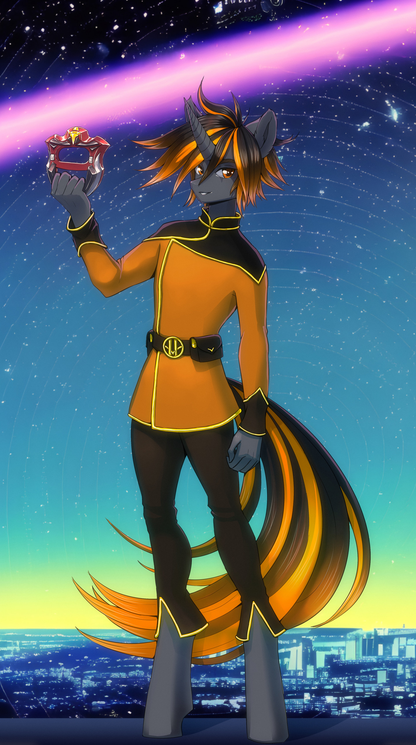 #3082044 - safe, artist:st. oni, oc, alien, unicorn, anthro ...