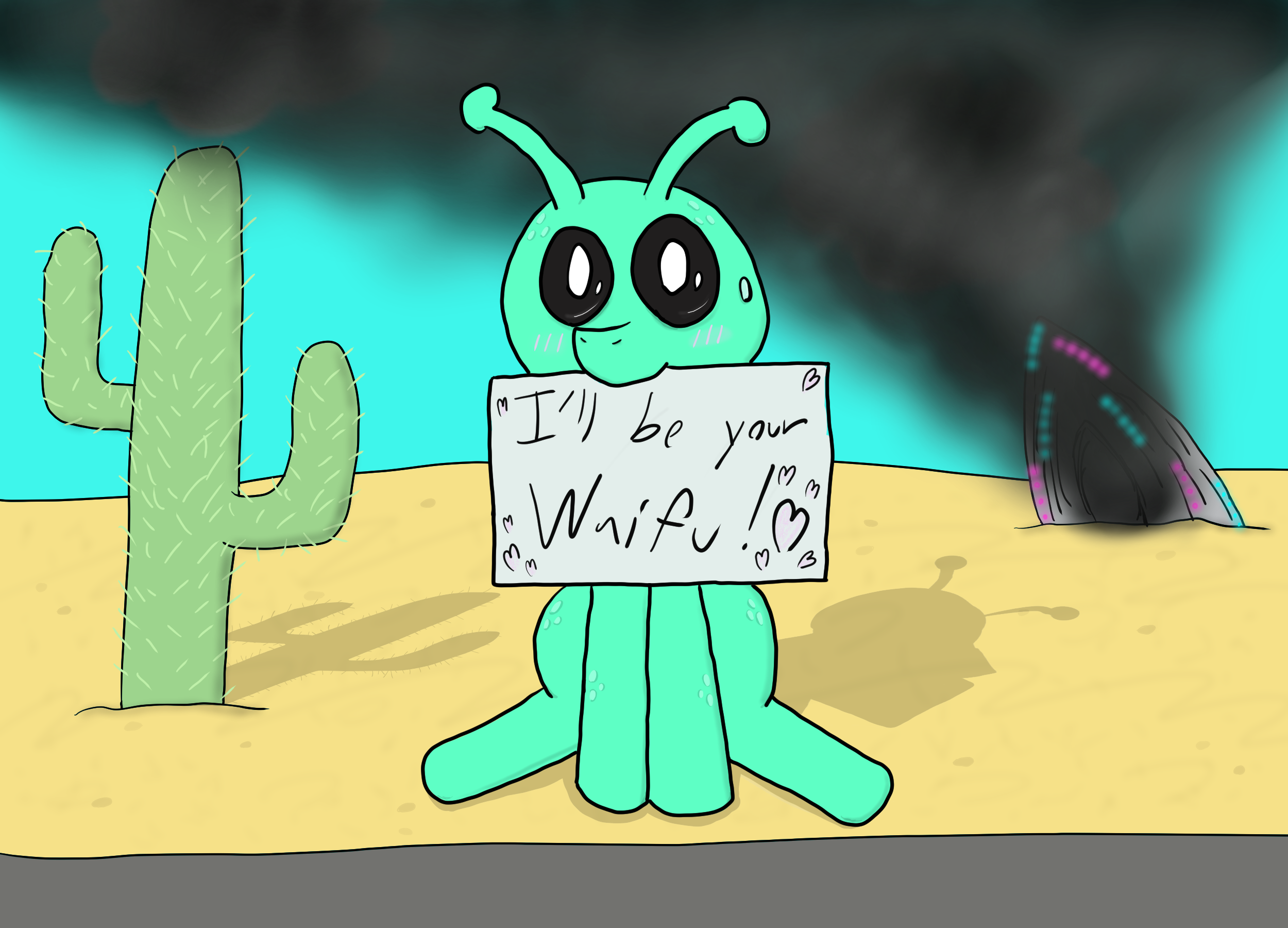 #3117070 - safe, artist:robipony, oc, alien, alien pony, pony, antennae ...