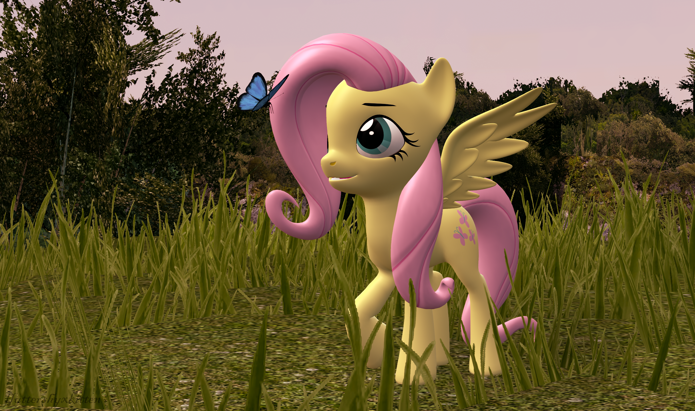 #3085875 - safe, artist:fluttershykitten, fluttershy, butterfly ...