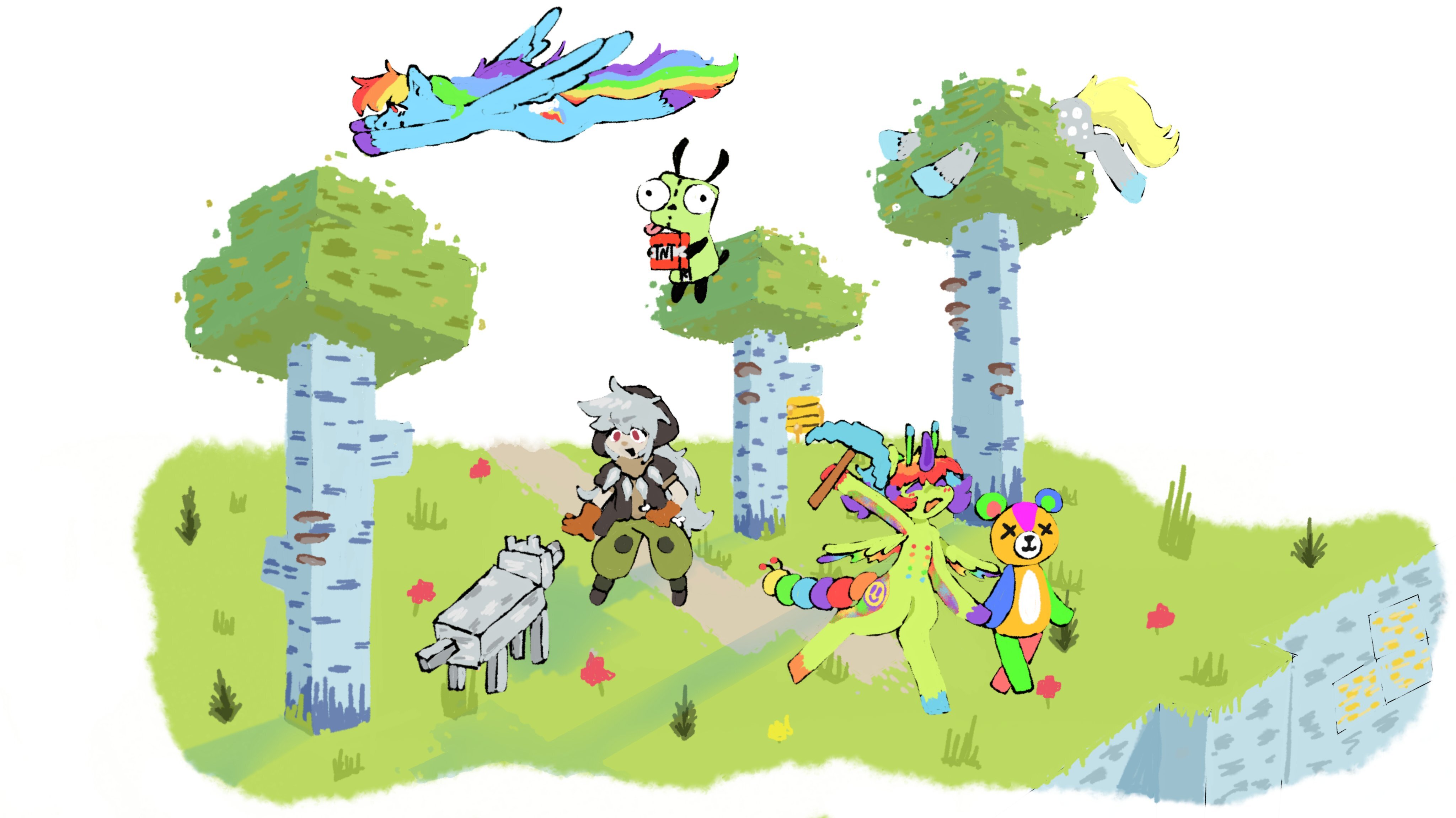 #3087516 - safe, artist:sugarfrogg_, derpy hooves, rainbow dash ...