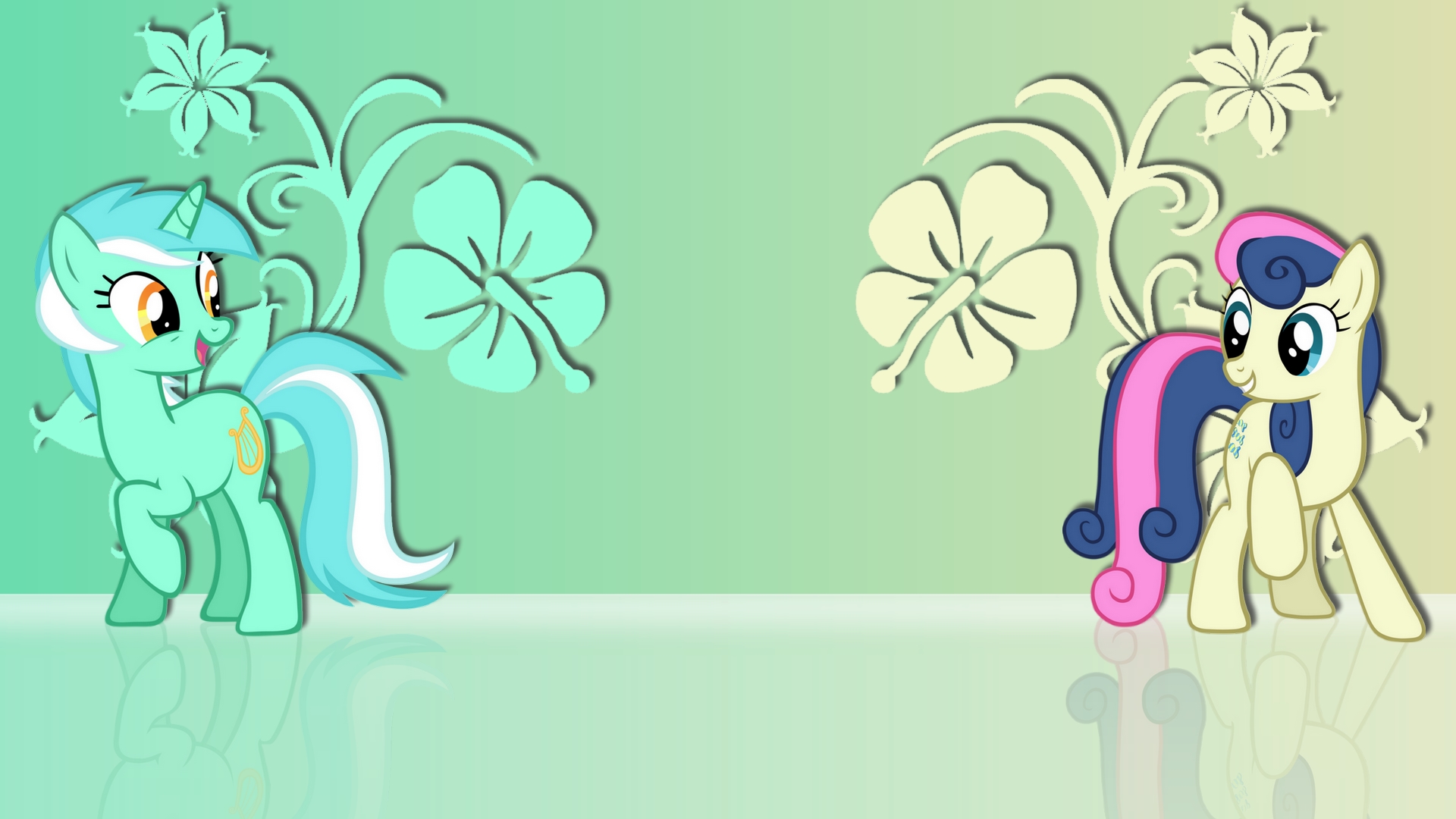 #3088670 - artist needed, safe, artist:phafy, edit, bon bon, lyra heartstrings, sweetie drops ...